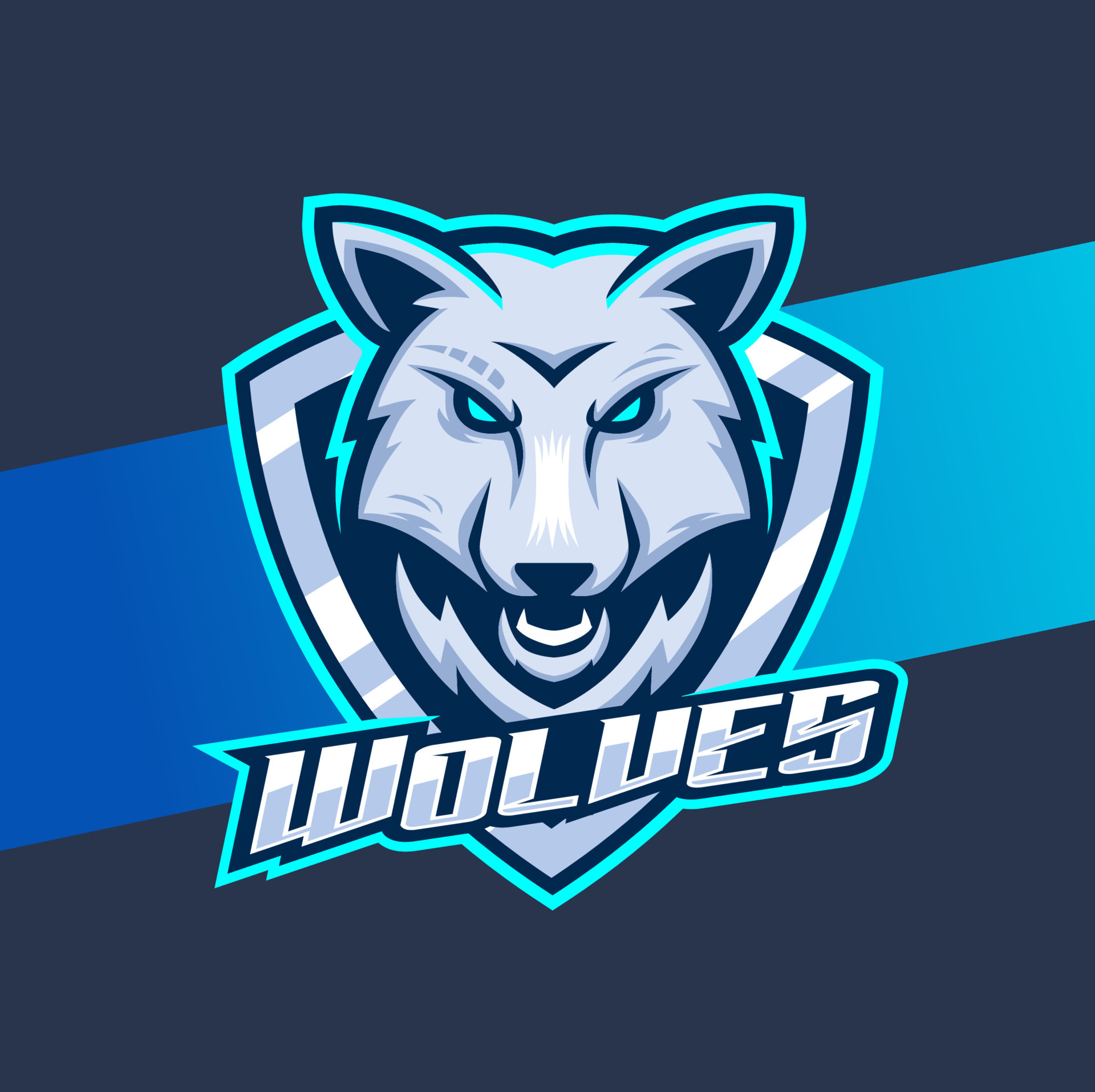 white wolves head mascot esport logo design, wolf character for sport and gaming 14738117 Vector ...