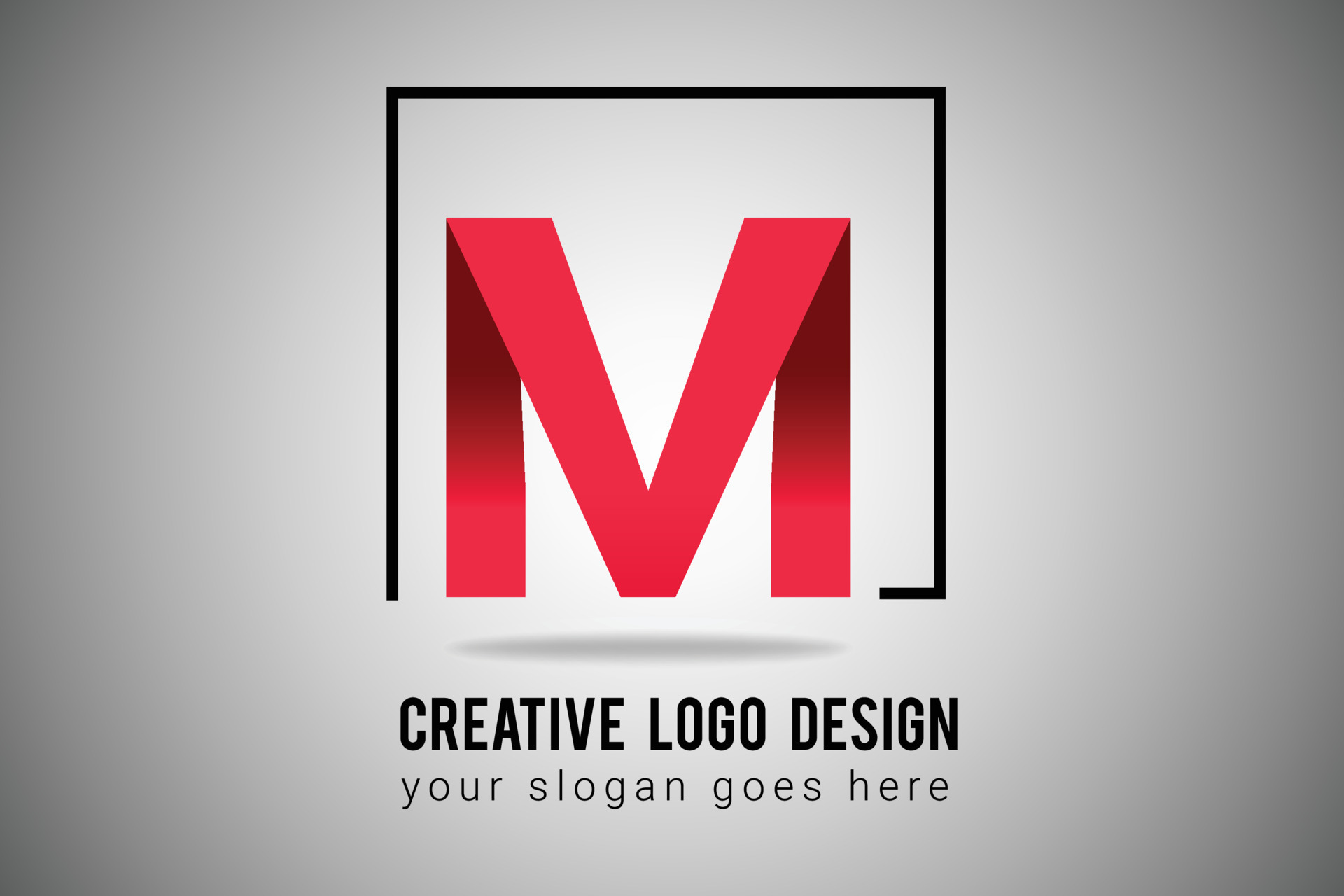 logotipo de letra m en el icono de vector de color degradado rojo. ilustración creativa del ...