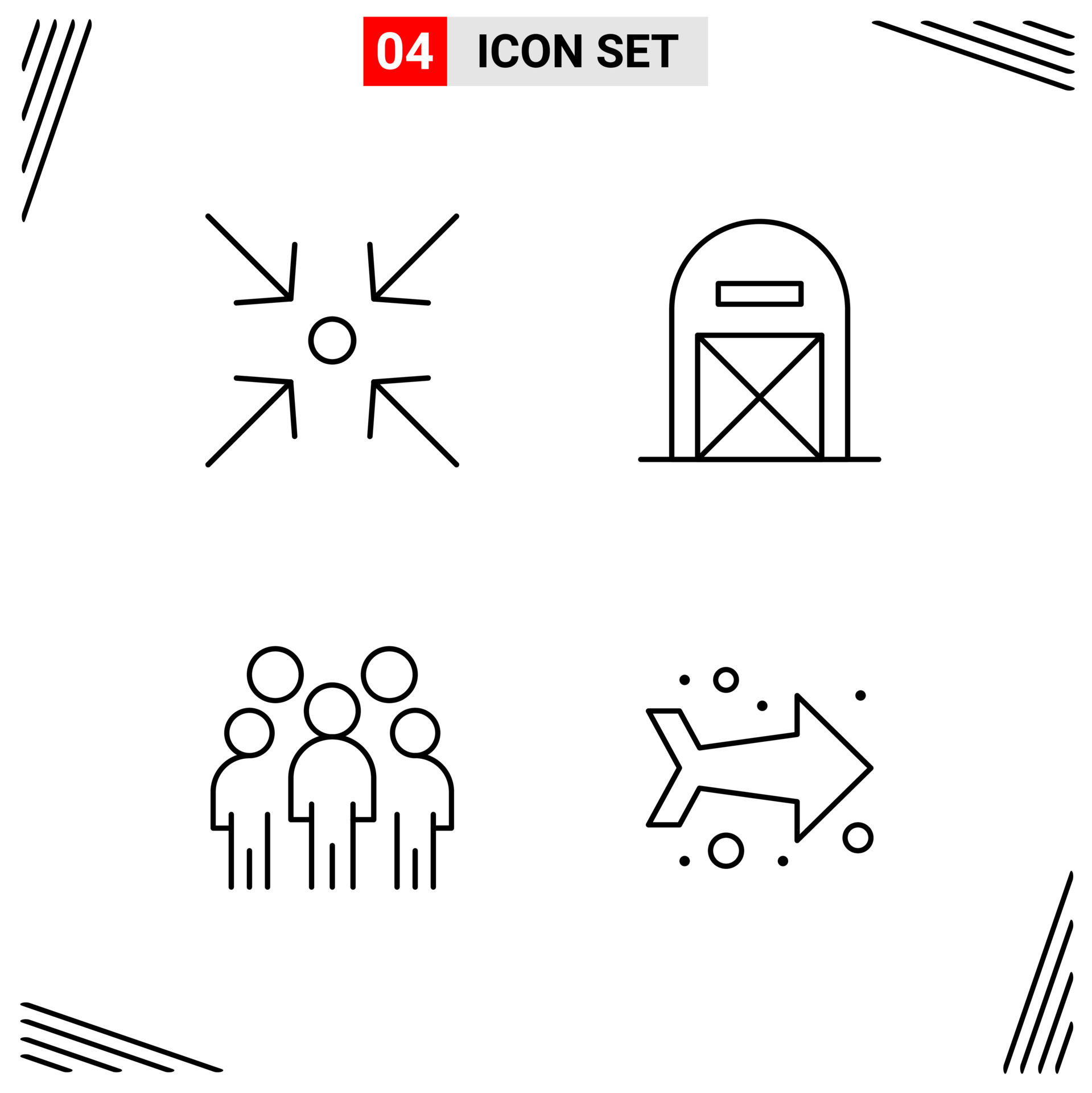 4 Icons Line Style Grid Based Creative Outline Symbols For Website Design Simple Line Icon Signs