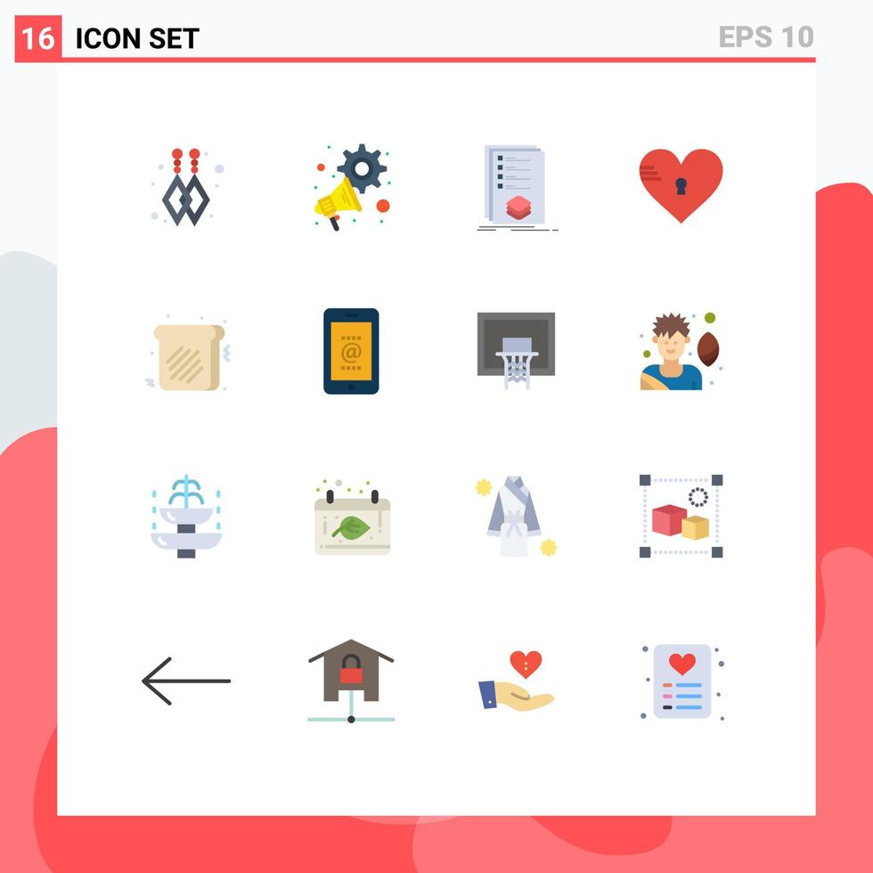User Interface Pack Of 16 Basic Flat Colors Of Sweet Like List Love