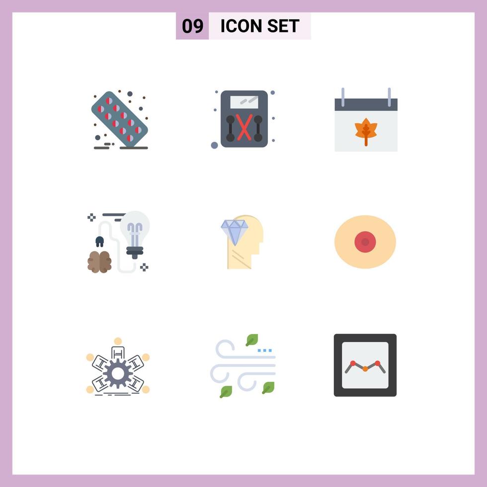 Pictogram Set Of 9 Simple Flat Colors Of Perfection Idea Calendar Bulb Storming Editable Vector
