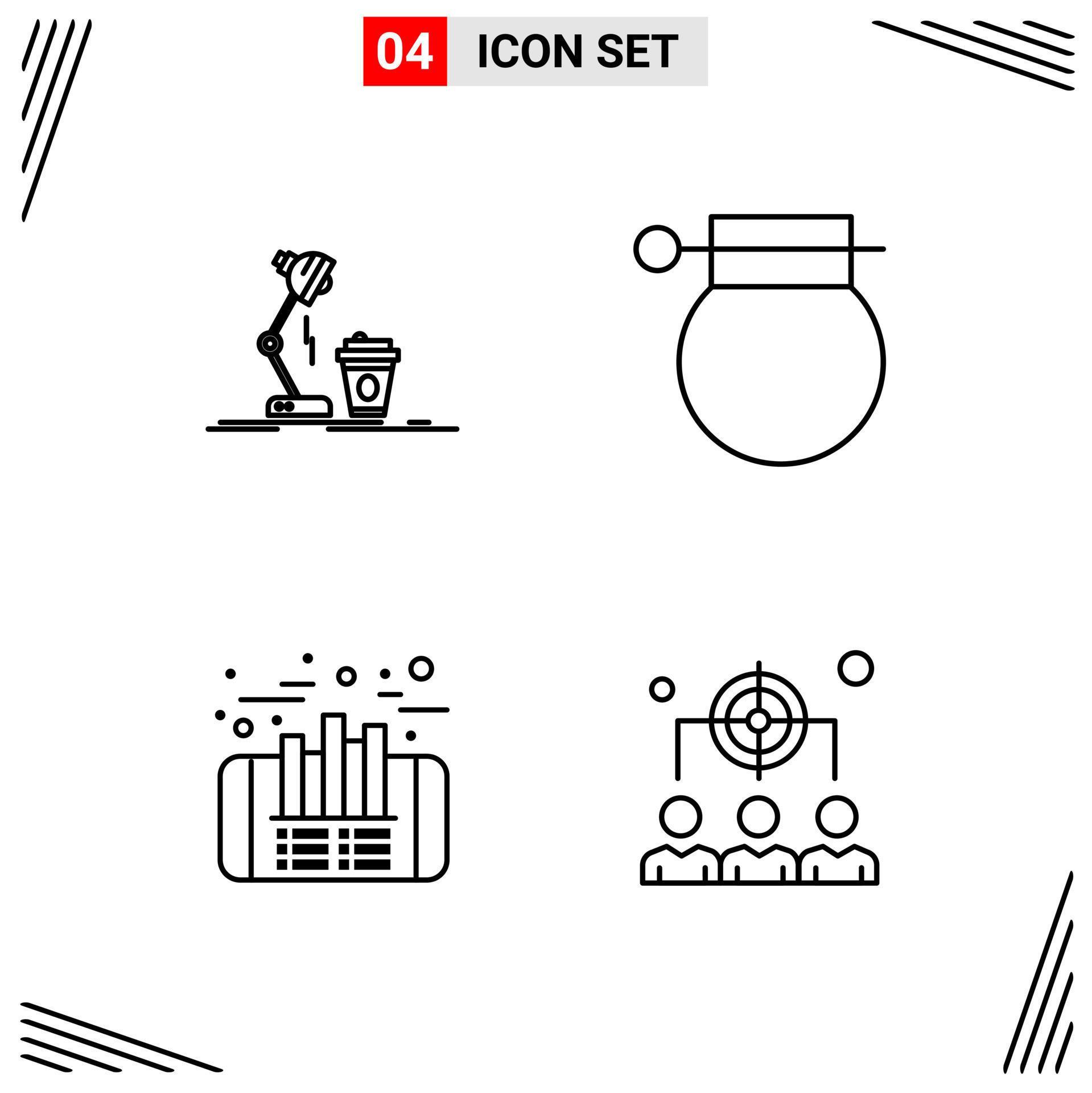 4 Icons Line Style Grid Based Creative Outline Symbols For Website Design Simple Line Icon Signs