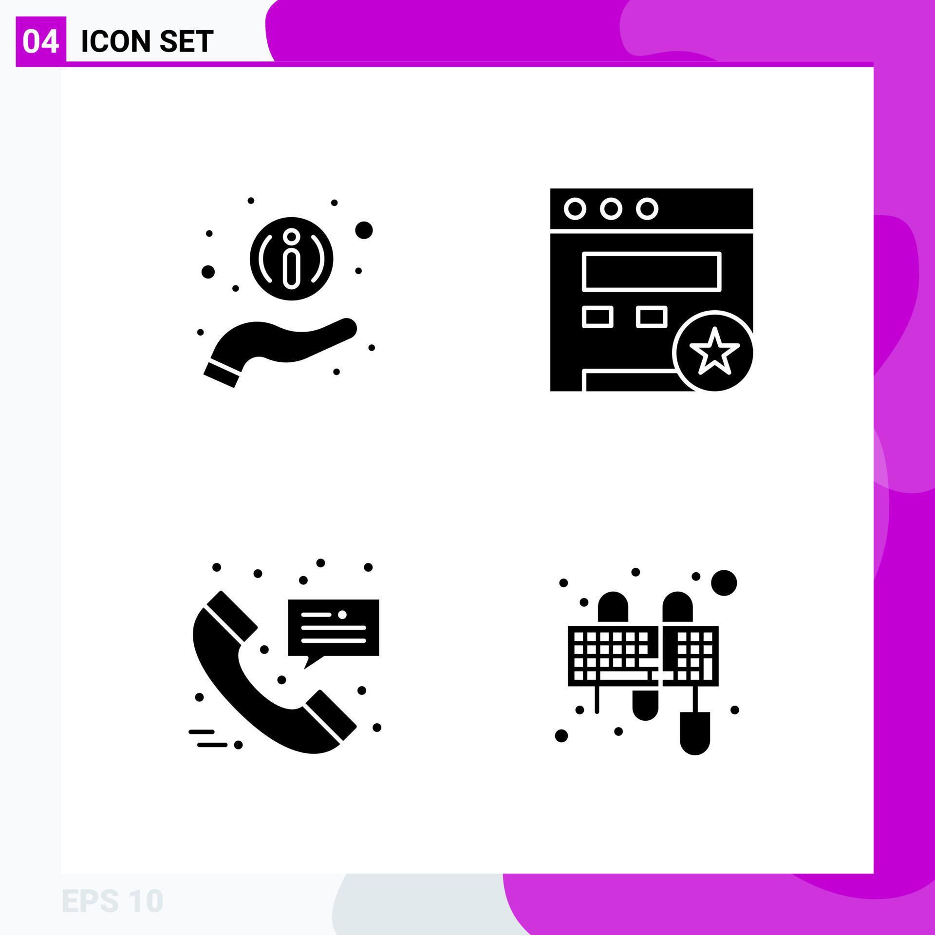 Solid Icon set Pack of 4 Glyph Icons isolated on White Background for ...