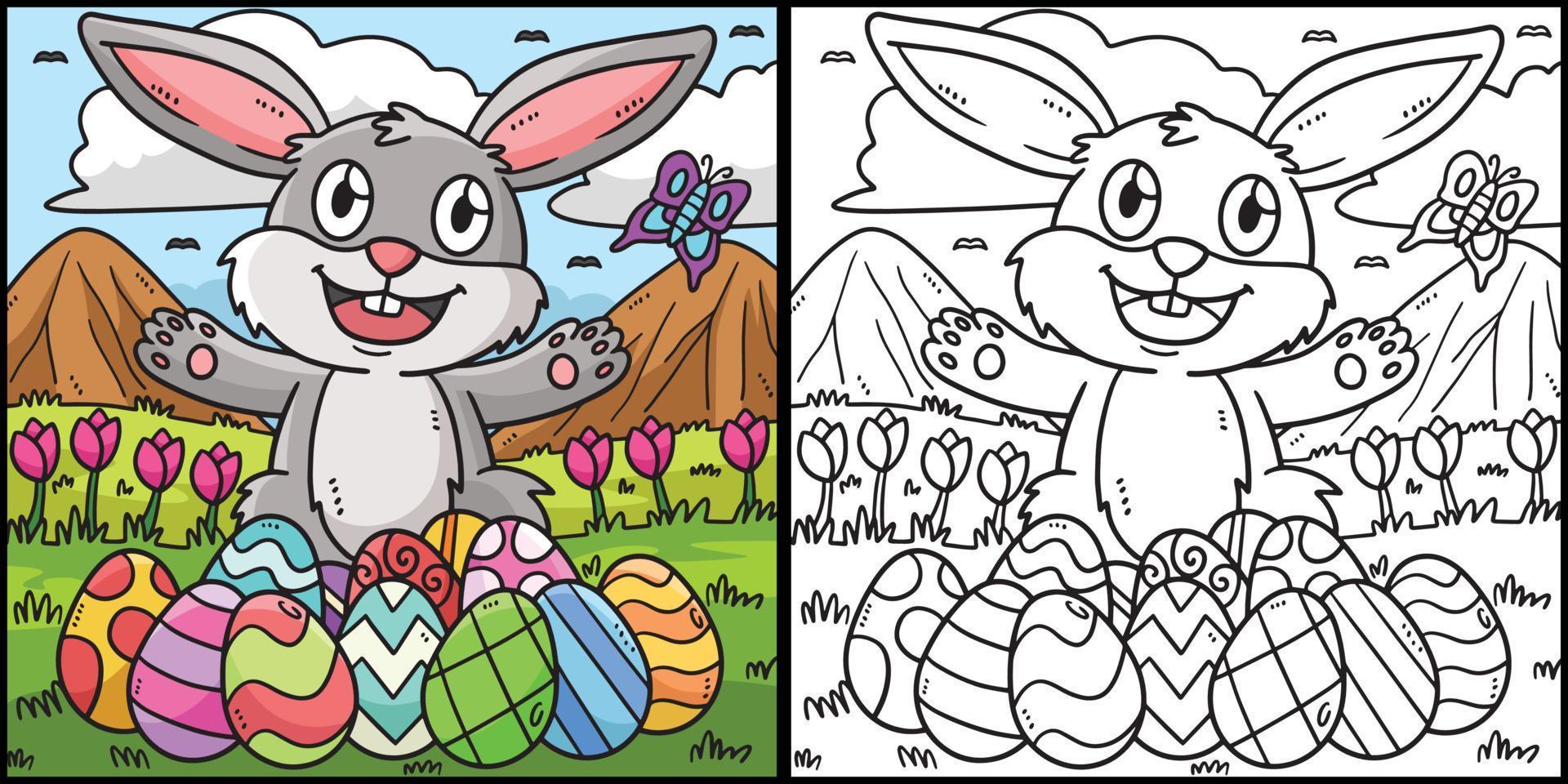 Bunny with Easter Egg Coloring Page Illustration 14739805 Vector Art at ...