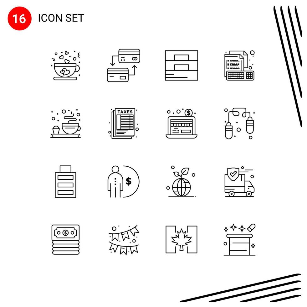 Set Of 16 Commercial Outlines Pack For Breakfast Keyboard Accessories Creative Coding Editable