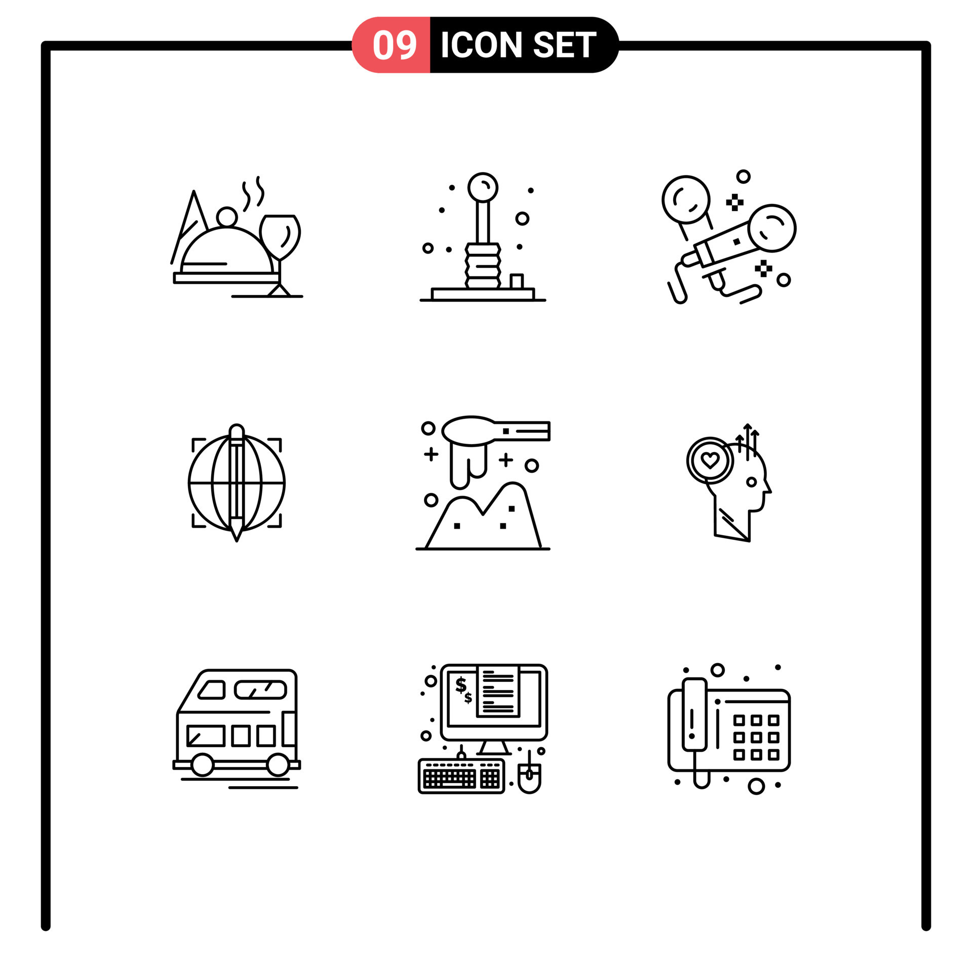 9 Universal Outlines Set For Web And Mobile Applications Ladle Globe Recreation Target Singing