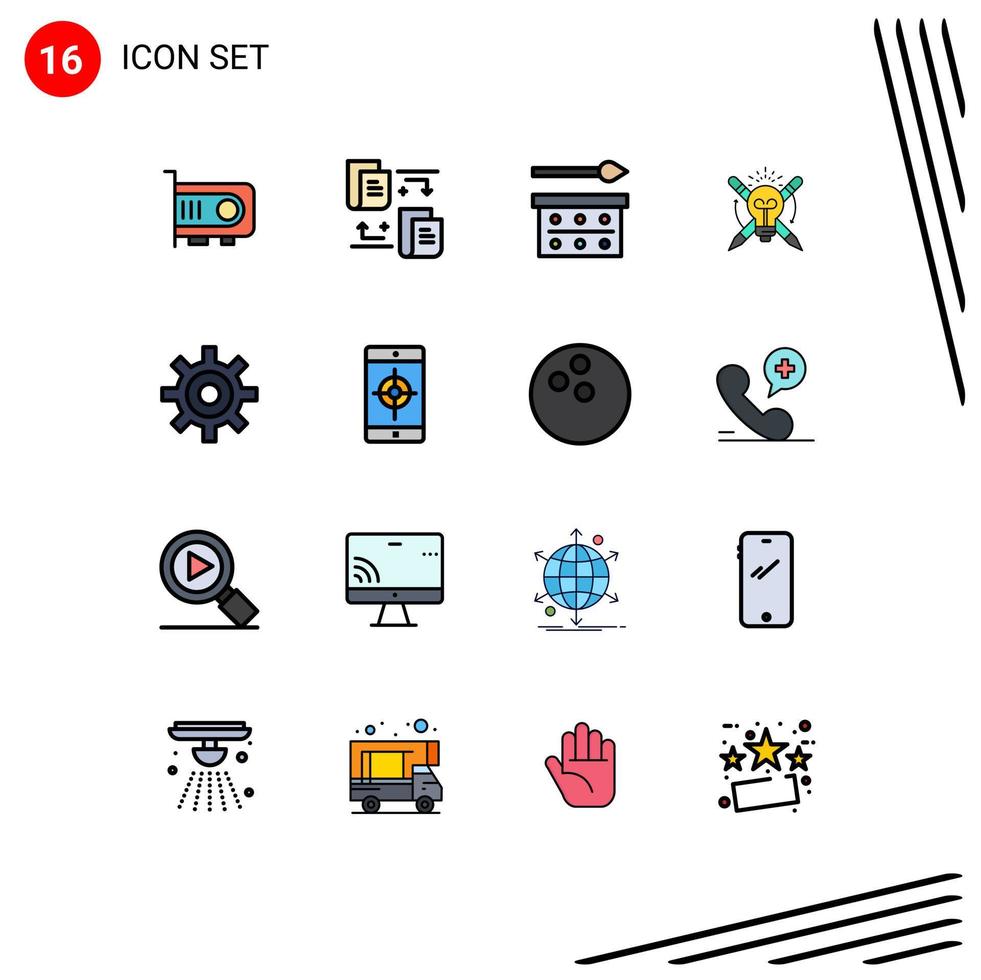 User Interface Pack Of 16 Basic Flat Color Filled Lines Of Interface