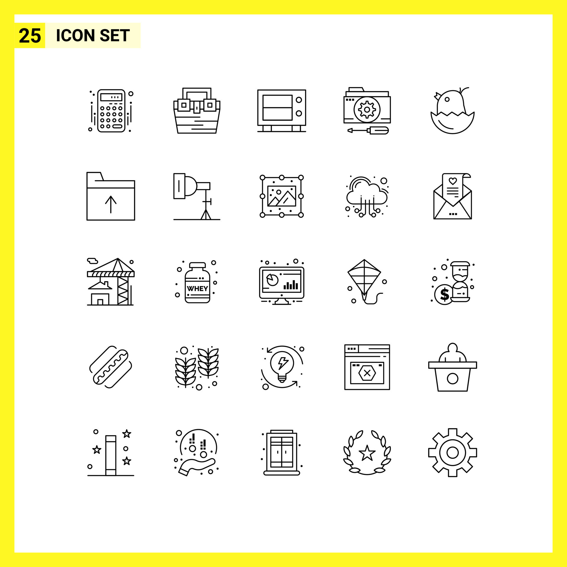 Set Of 25 Vector Lines On Grid For Chicken Setting Toolkit Options Configuration Editable Vector