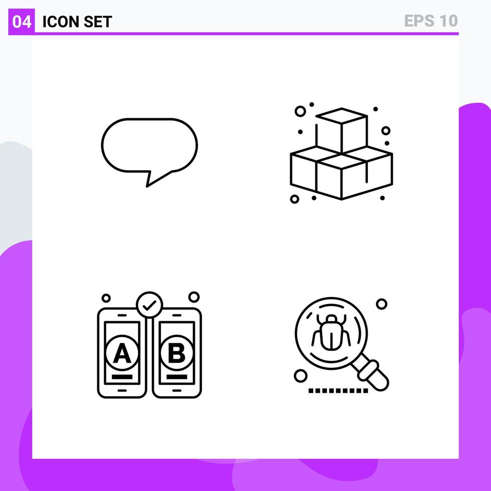 Set of 4 icons in Line style Creative Outline Symbols for Website ...