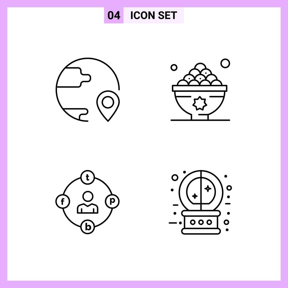 4 Icons In Line Style Outline Symbols On White Background Creative Vector Signs For Web Mobile