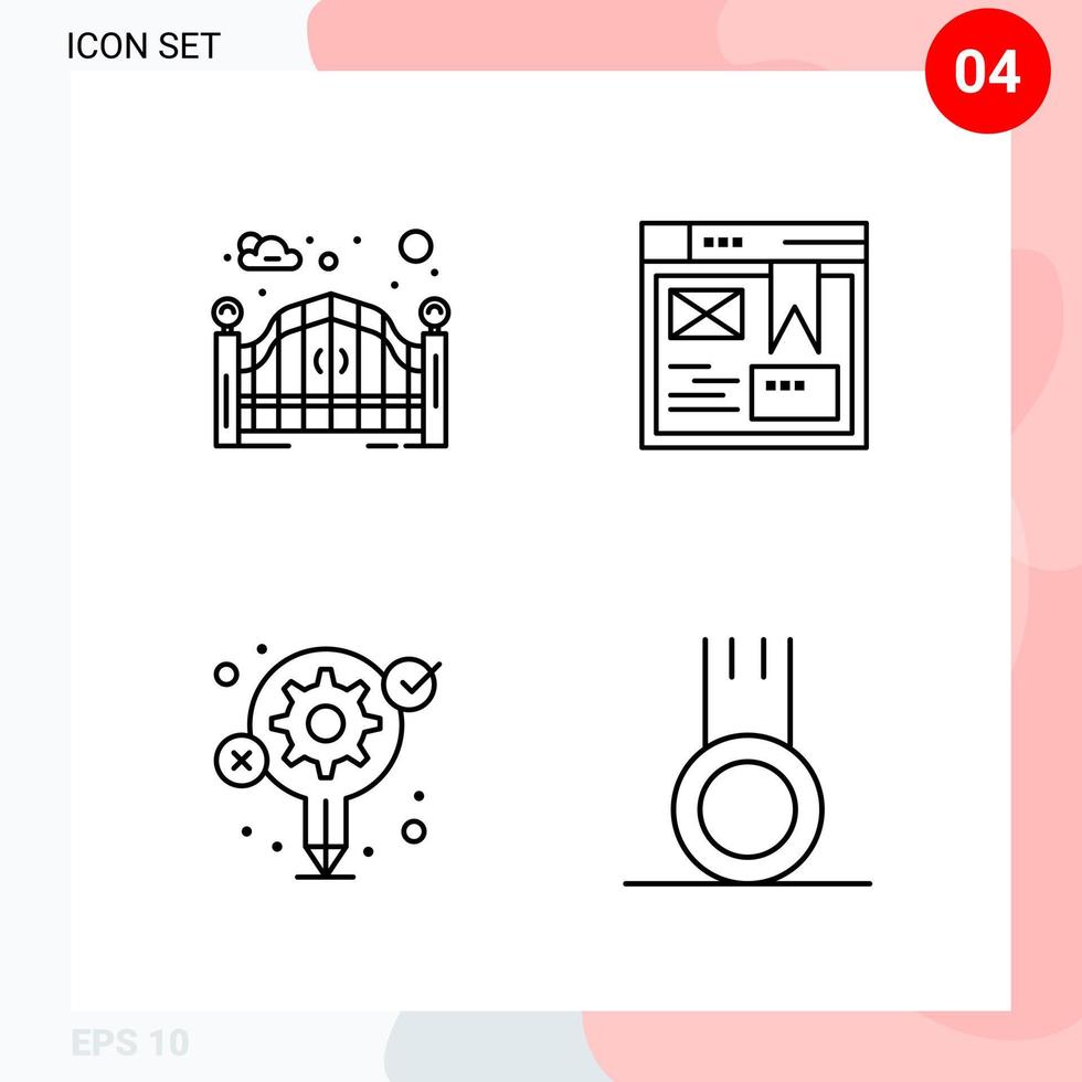 Vector Pack of 4 Icons in Line Style Creative Outline Pack isolated on ...