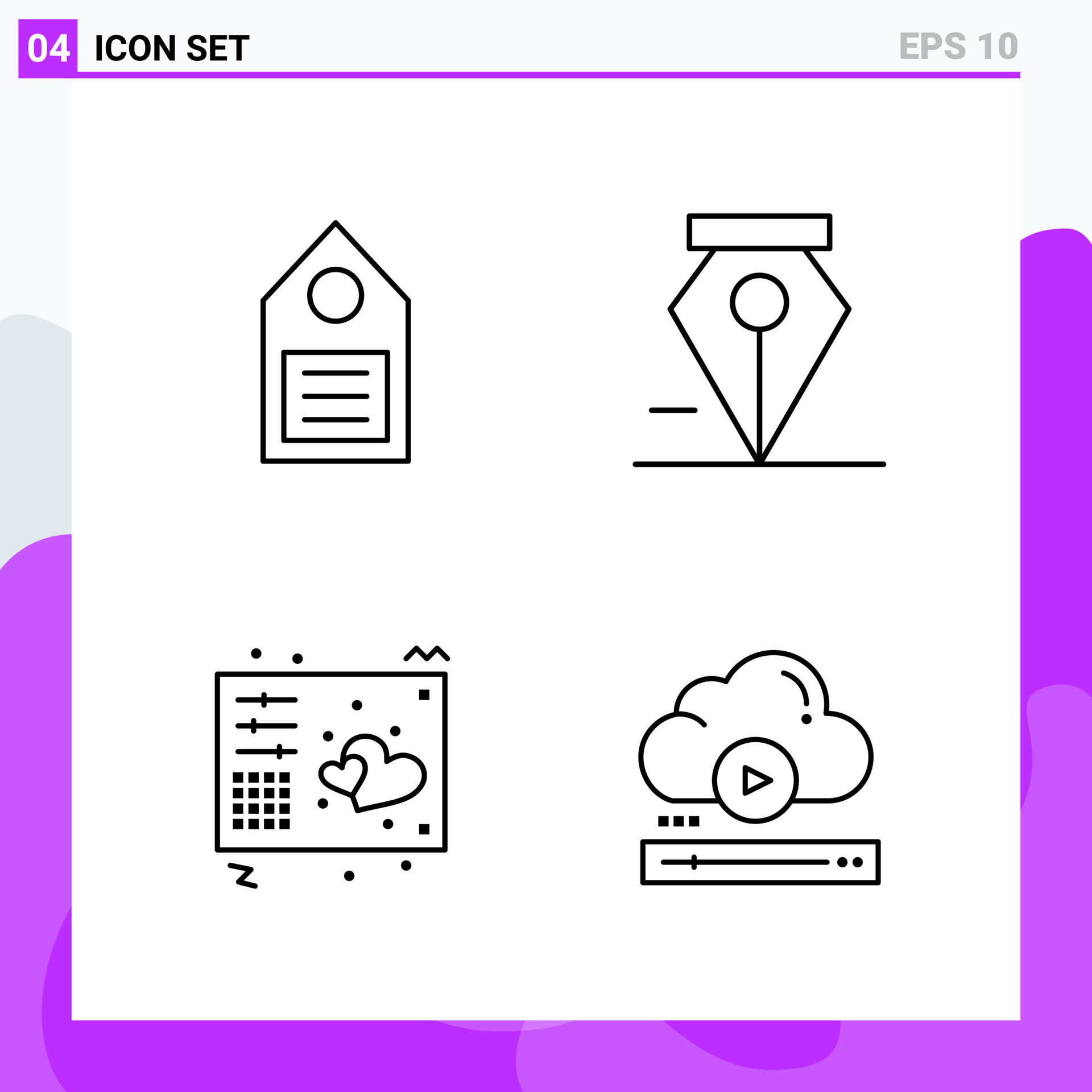 Set Of 4 Icons In Line Style Creative Outline Symbols For Website Design And Mobile Apps Simple