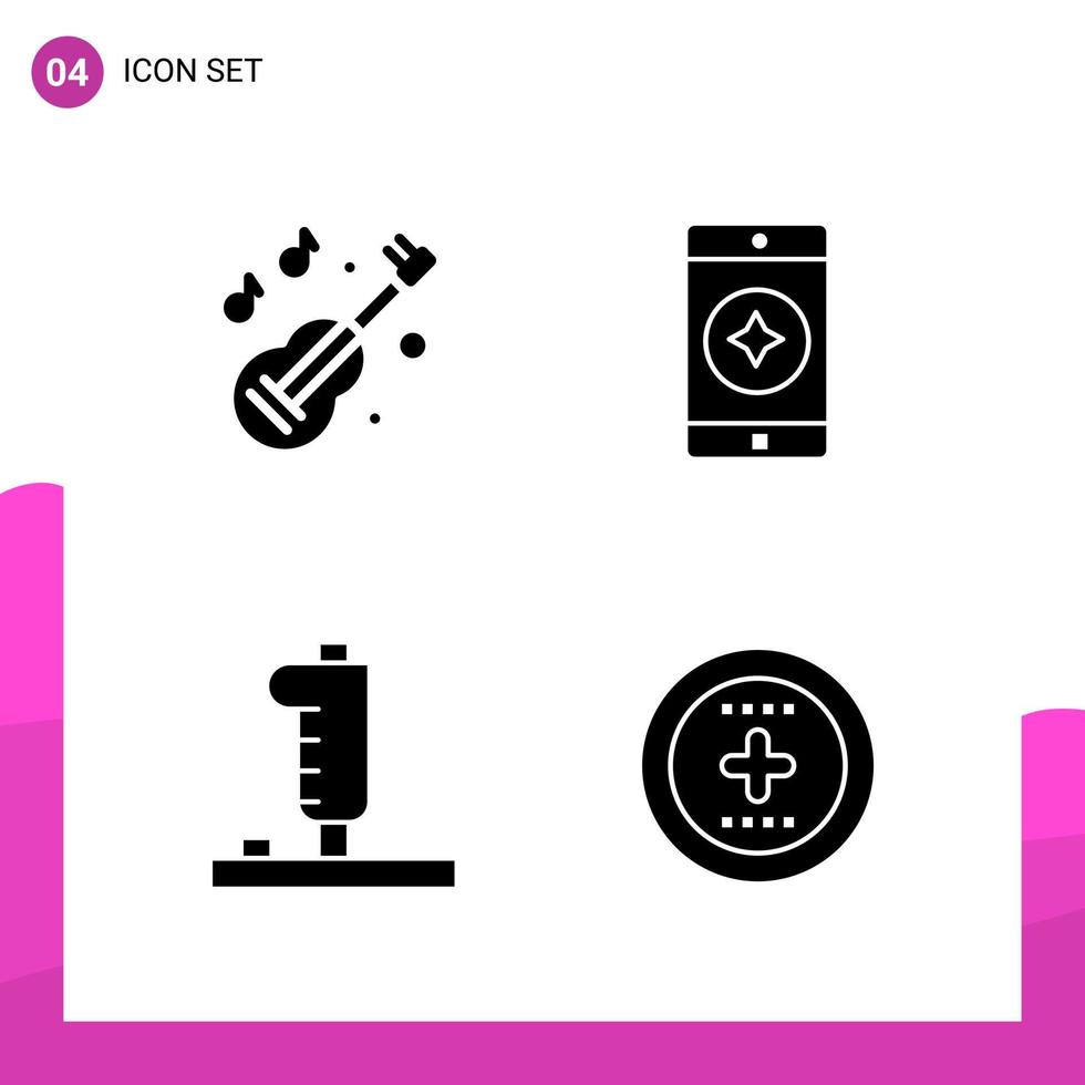 Glyph Icon set Pack of 4 Solid Icons isolated on White Background for ...