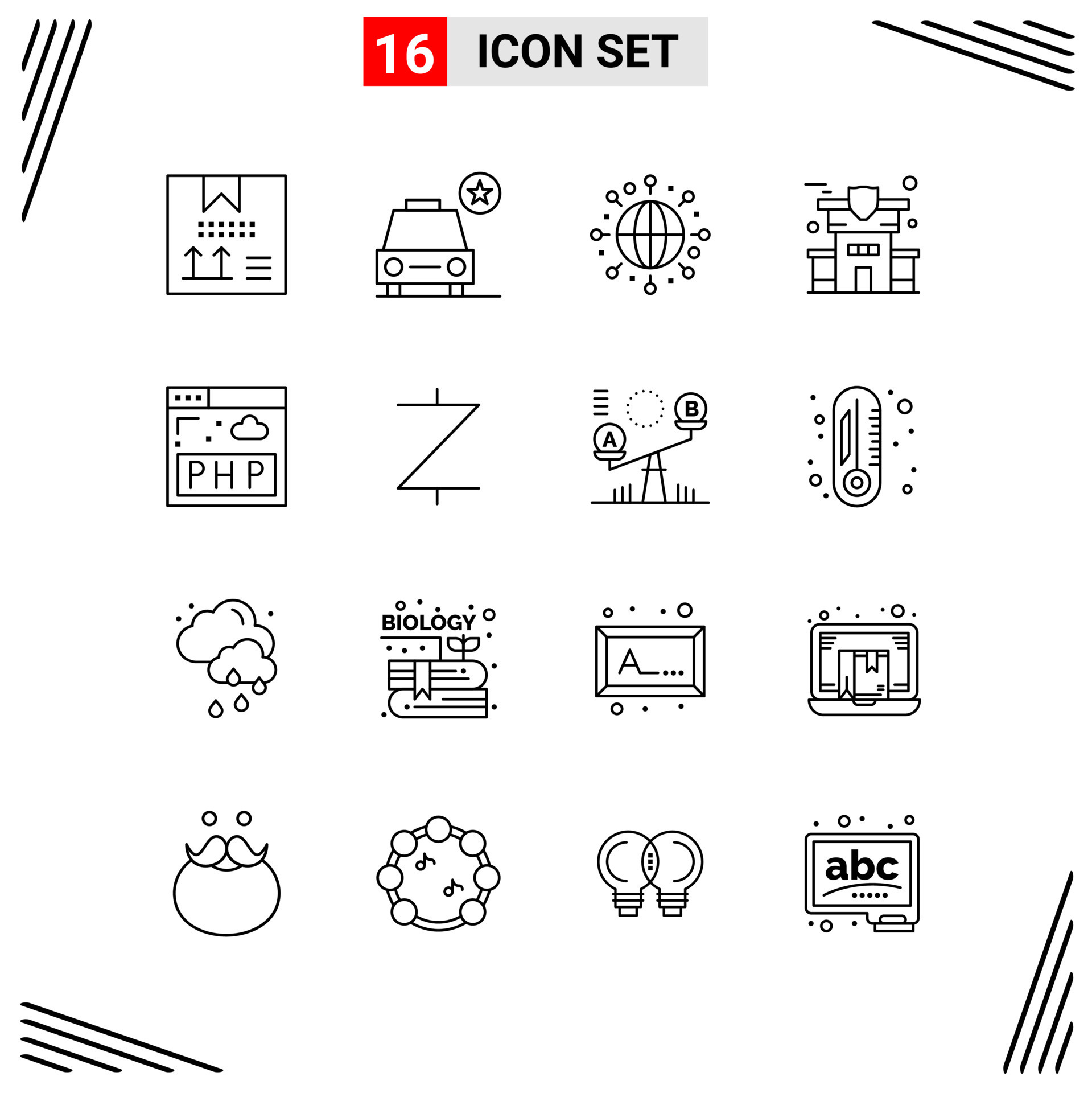 16 Icons Line Style Grid Based Creative Outline Symbols For Website Design Simple Line Icon