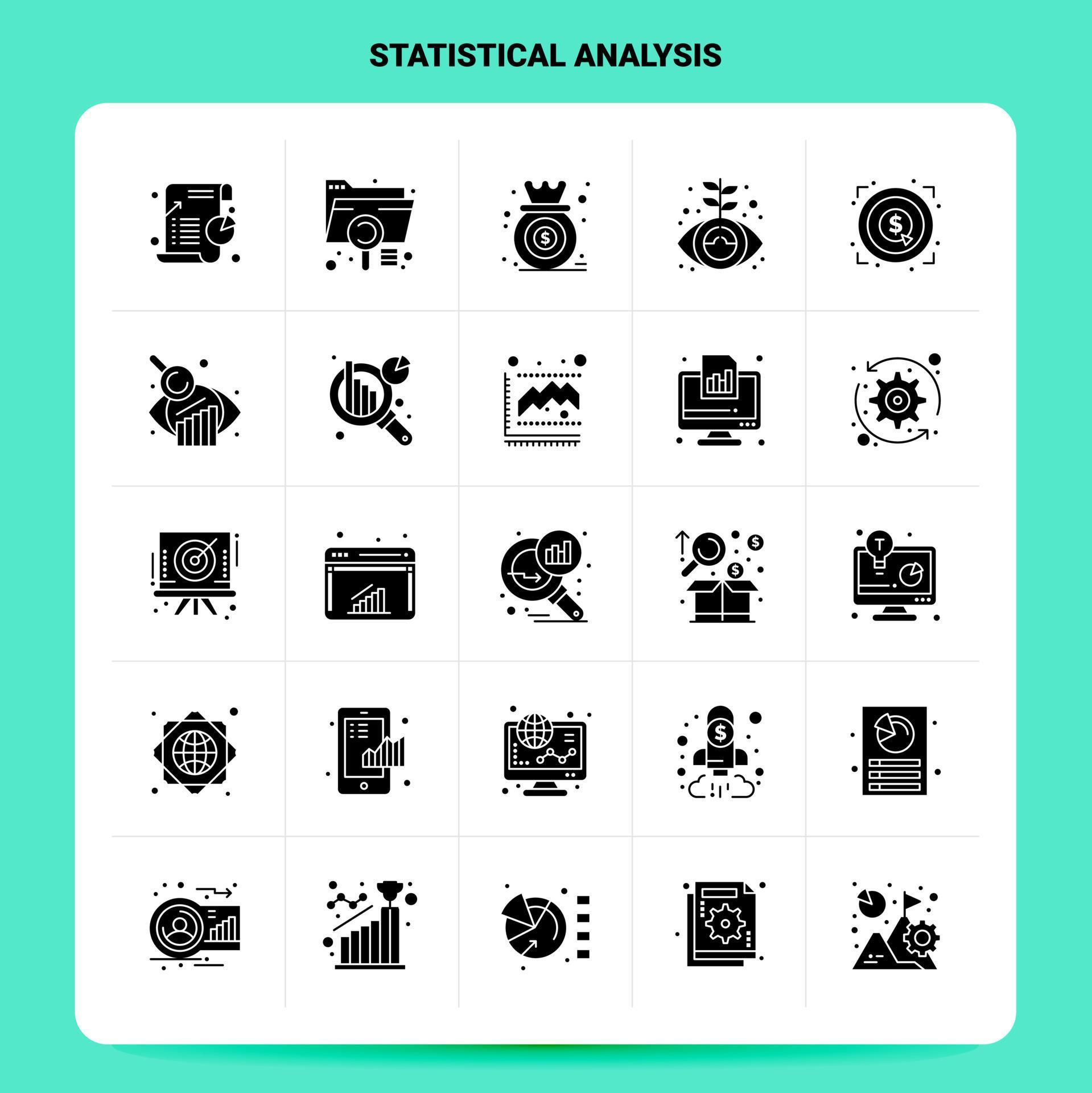 Solid 25 Statistical Analysis Icon set Vector Glyph Style Design Black ...
