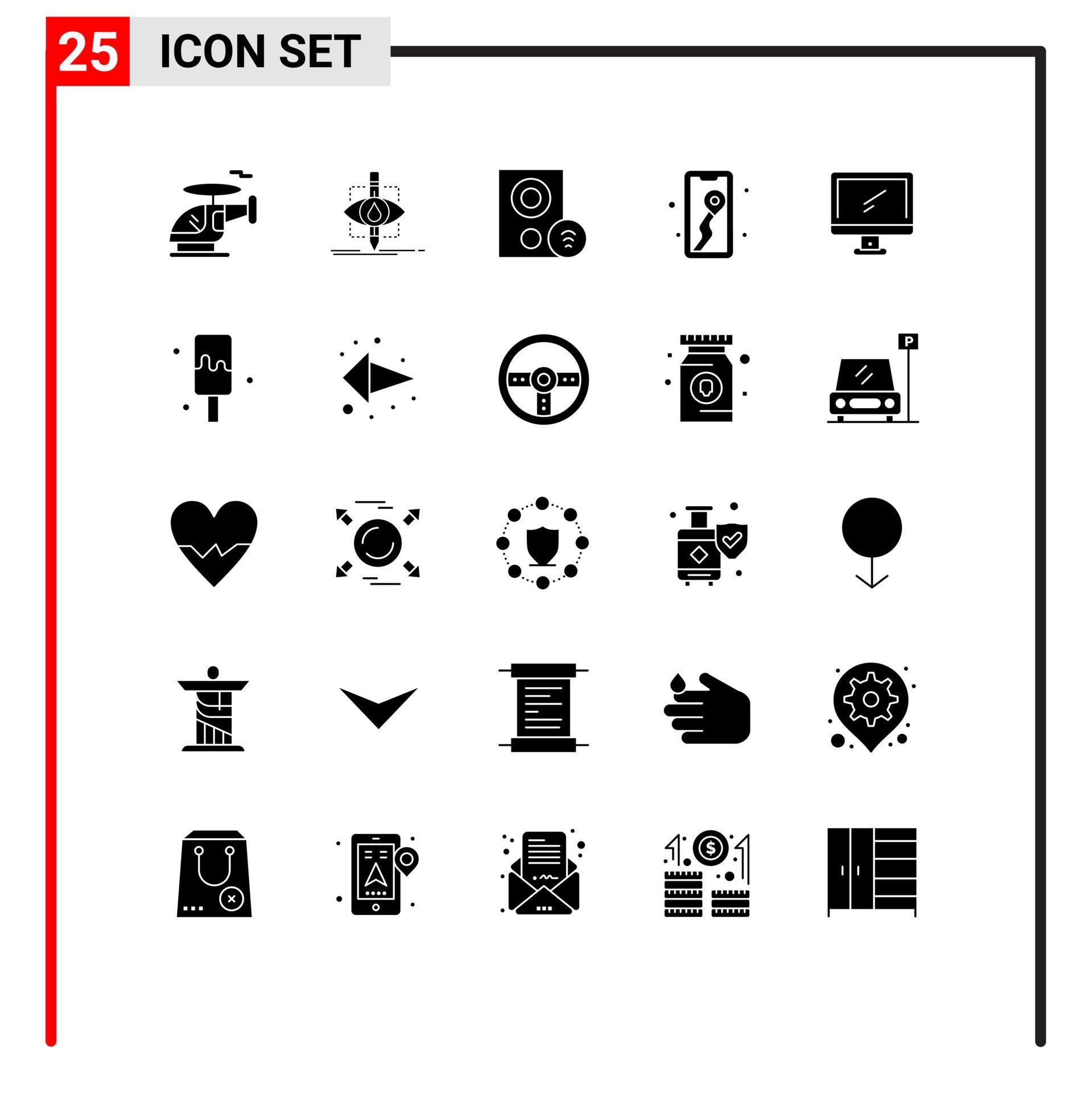 Stock Vector Icon Pack Of 25 Line Signs And Symbols For Computer Map Computers Location Signal