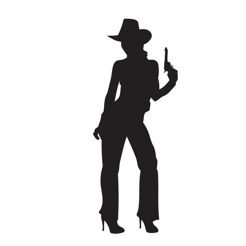 Cowgirl Illustration In Wild West Style Vector Silhouette 14743353 Vector Art At Vecteezy
