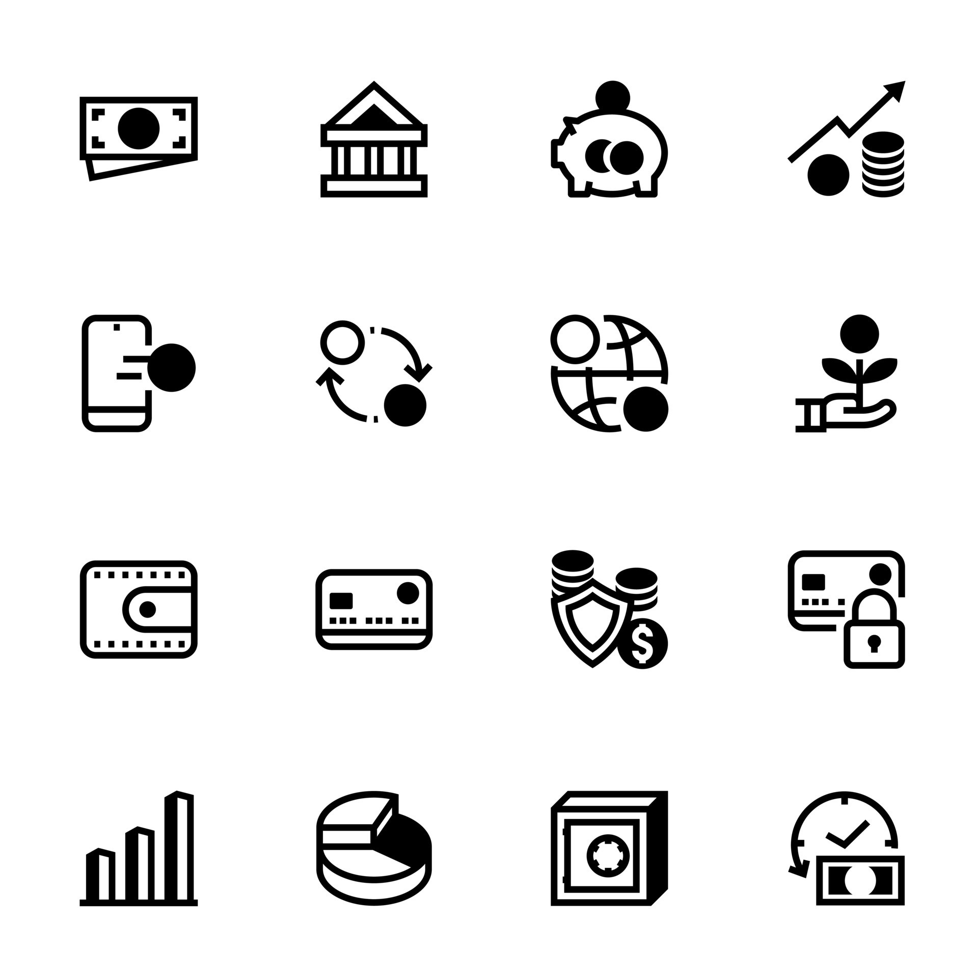 Set financial icons, vector 14745250 Vector Art at Vecteezy