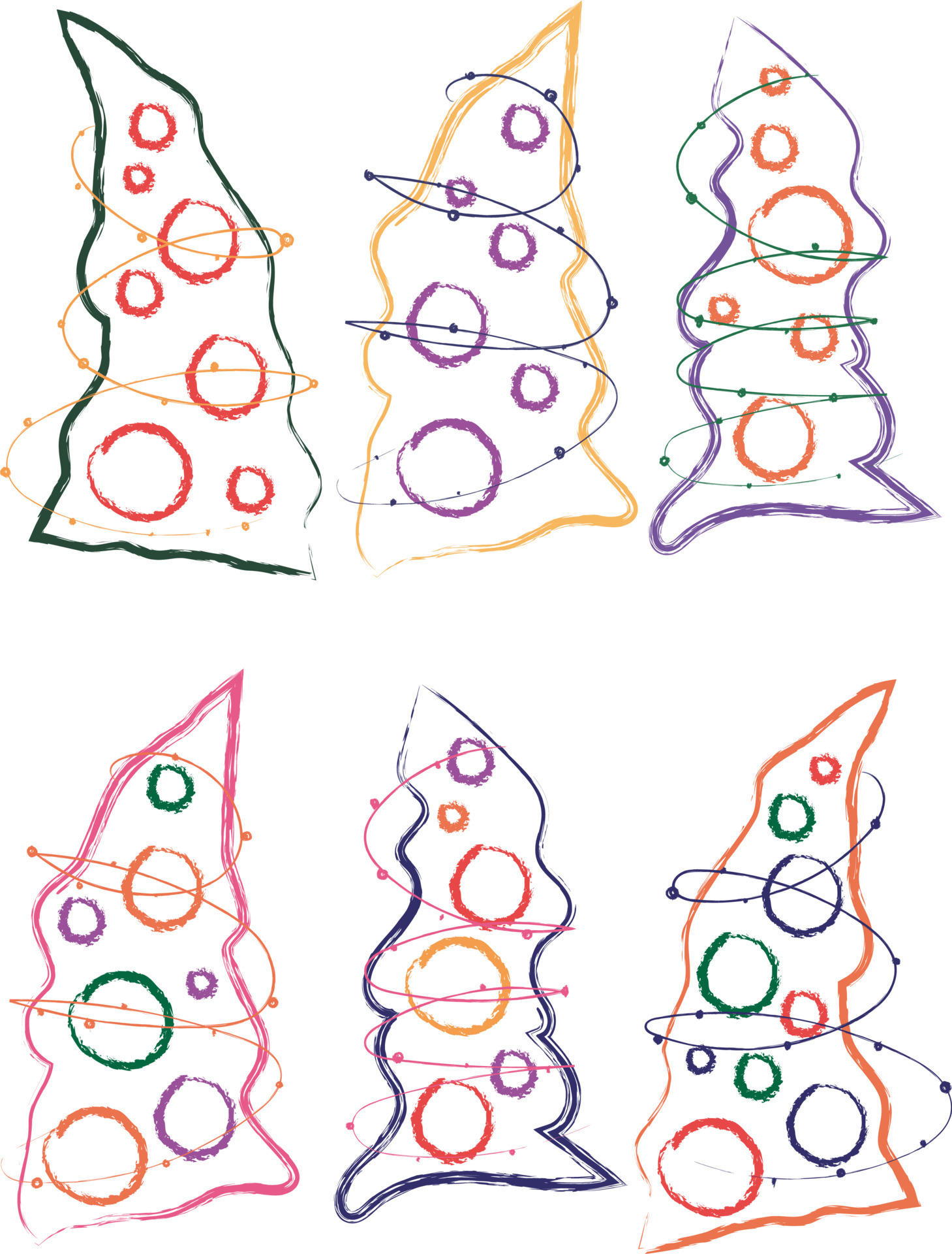 Set of doodle style hand drawn Christmas trees 14745380 Vector Art at ...