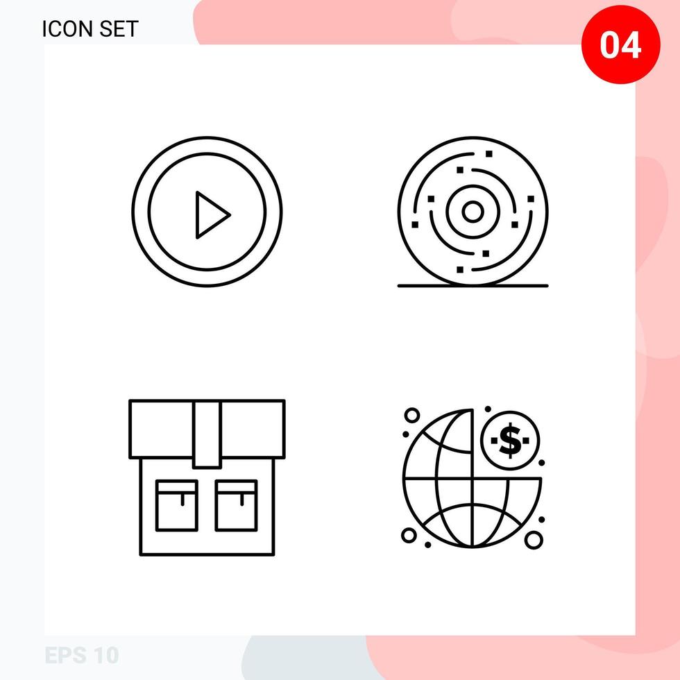 Vector Pack of 4 Icons in Line Style Creative Outline Pack isolated on ...