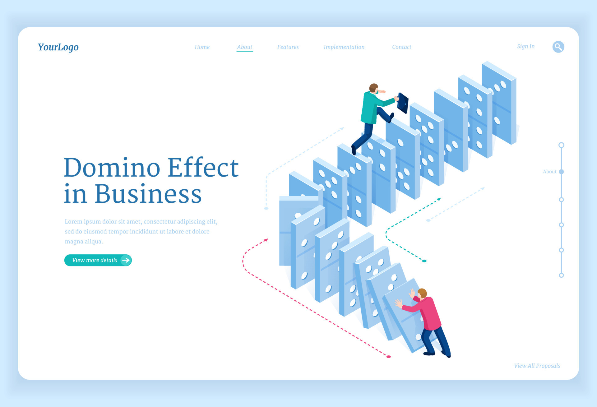 Domino effect in business, chain reaction 14750422 Vector Art at Vecteezy