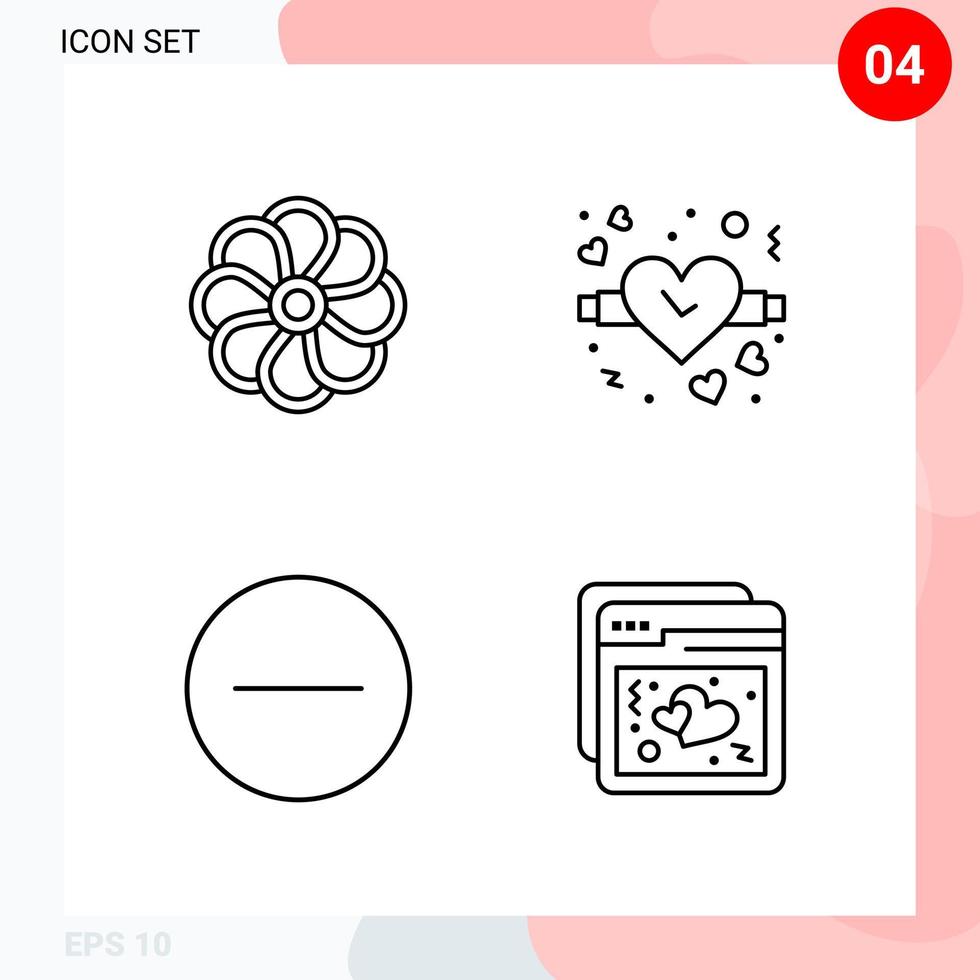 Vector Pack of 4 Icons in Line Style Creative Outline Pack isolated on ...