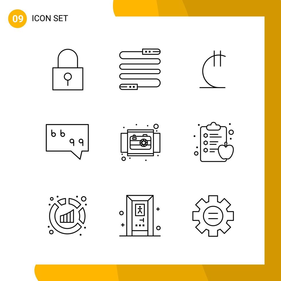 9 Icon Set Line Style Icon Pack Outline Symbols isolated on White ...