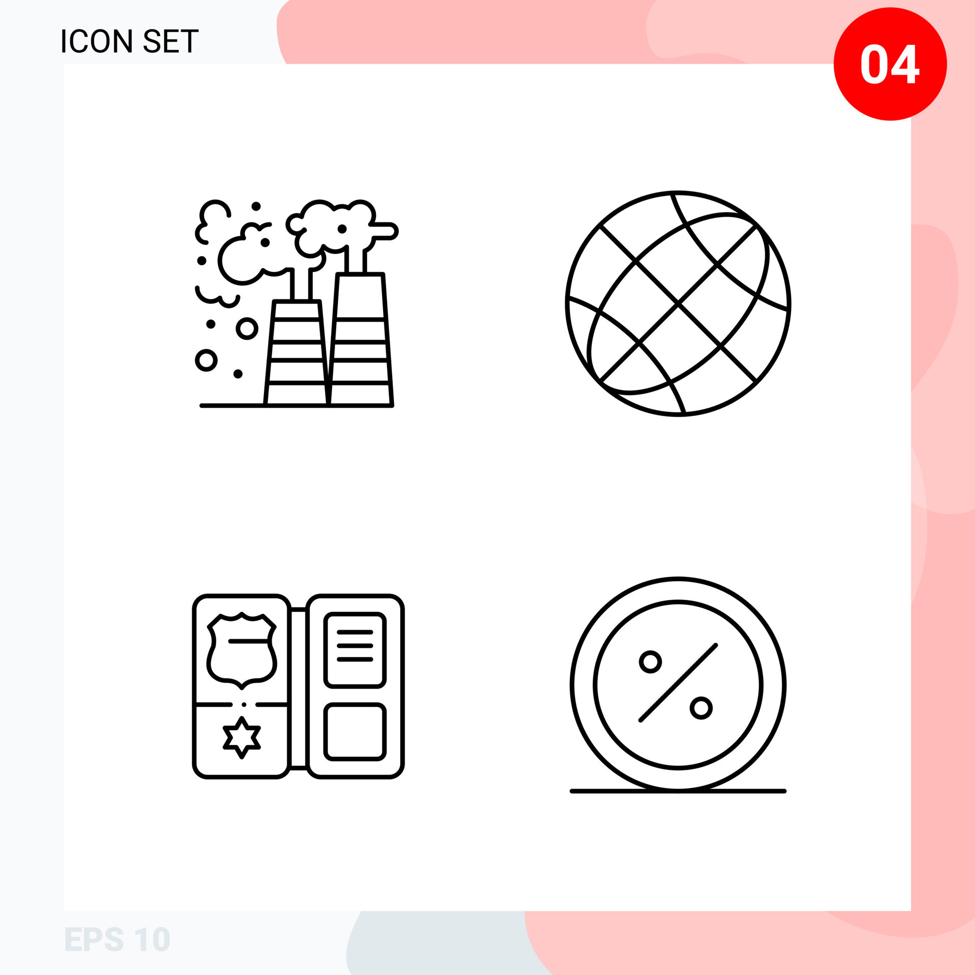 Vector Pack of 4 Icons in Line Style Creative Outline Pack isolated on ...