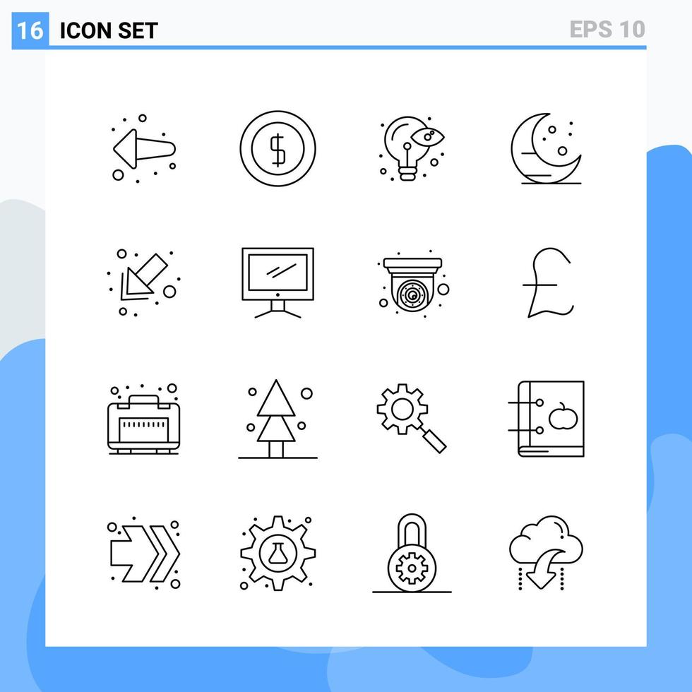 Modern 16 Line style icons Outline Symbols for general use Creative ...