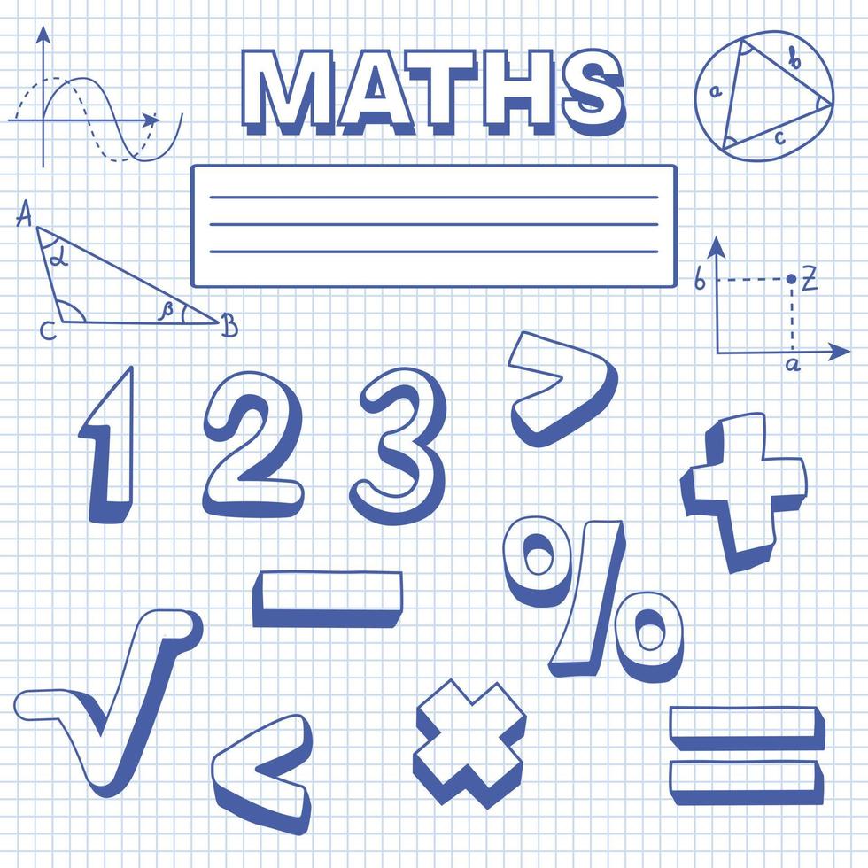 Cover Of School Notebook For Math Notebook Sheet In Cage With Mathematical Symbols Formulas