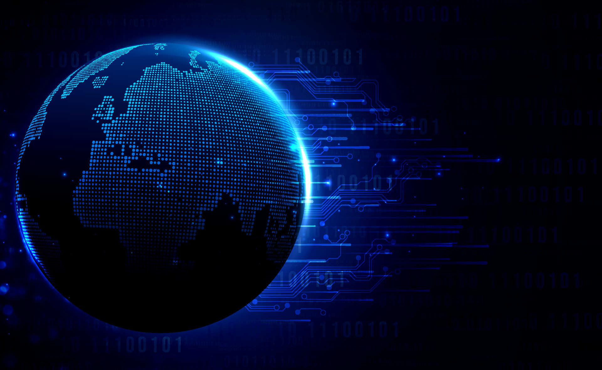 Digital Technology Worldwide Global Network Internet Connection Blue