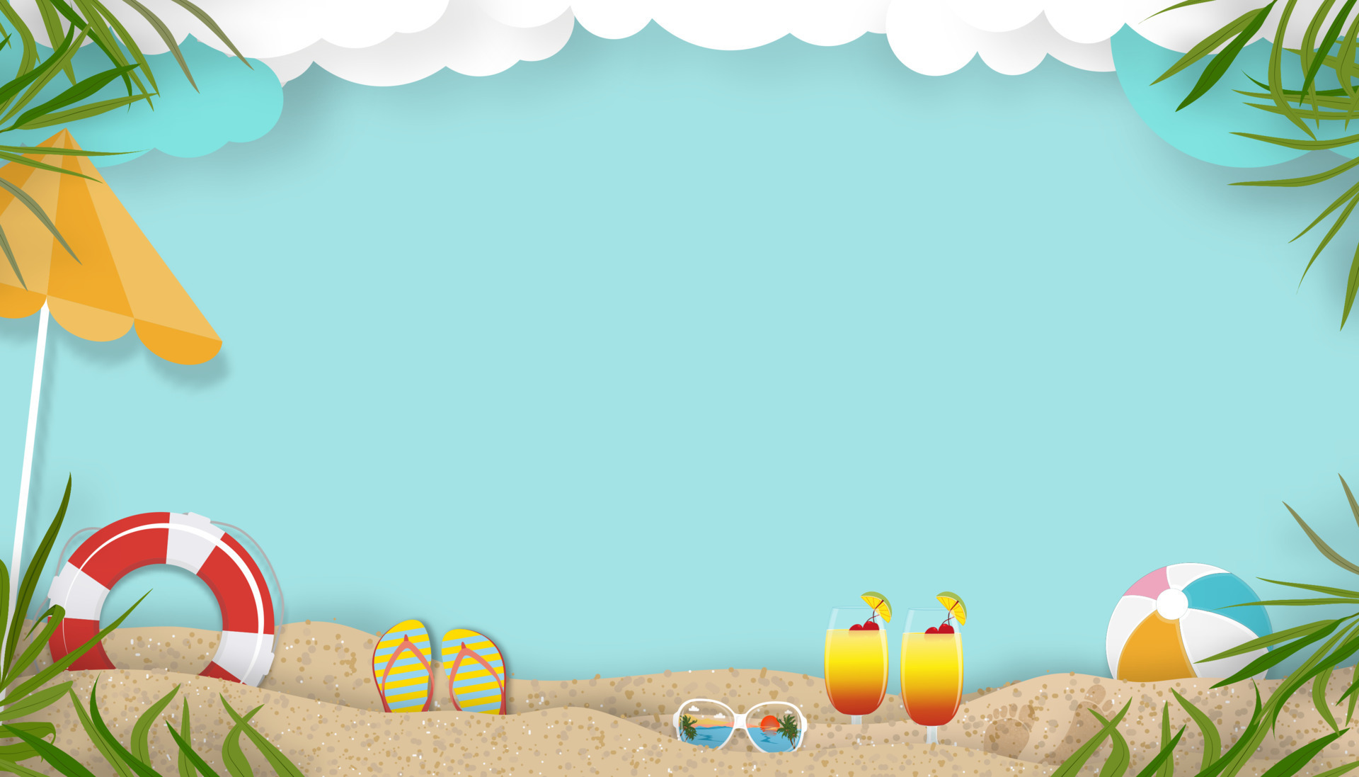 Summer Scene Background With Beach Vacation Holiday Theme With Pink