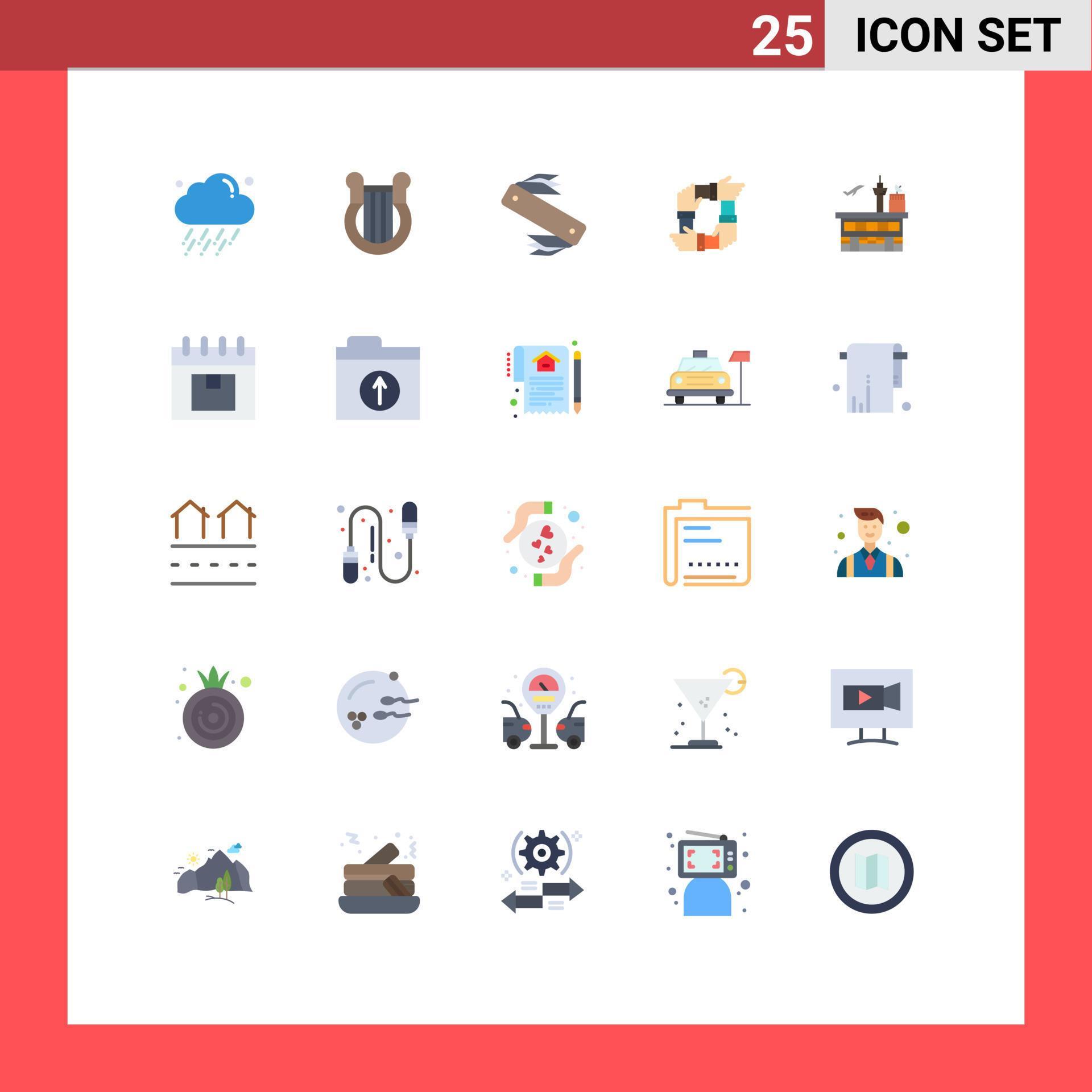Set Of 25 Modern Ui Icons Symbols Signs For Hands Business Nation Teamwork Swiss Editable Vector