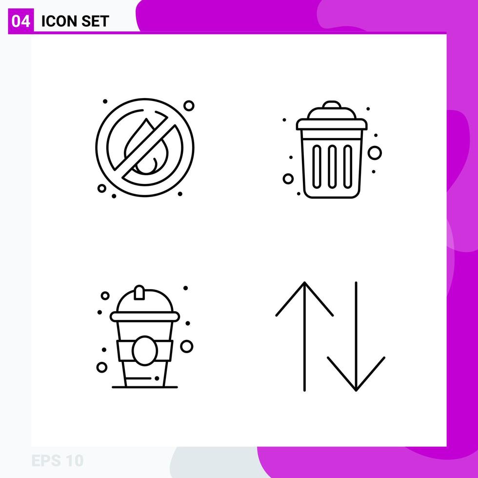 Line Icon set Pack of 4 Outline Icons isolated on White Background for ...