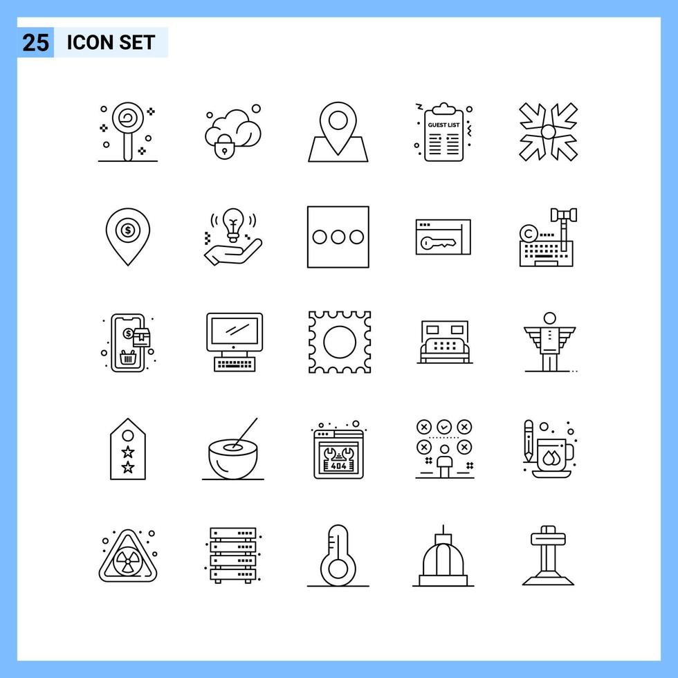 25 Icons Line Style Creative Outline Symbols Black Line Icon Sign