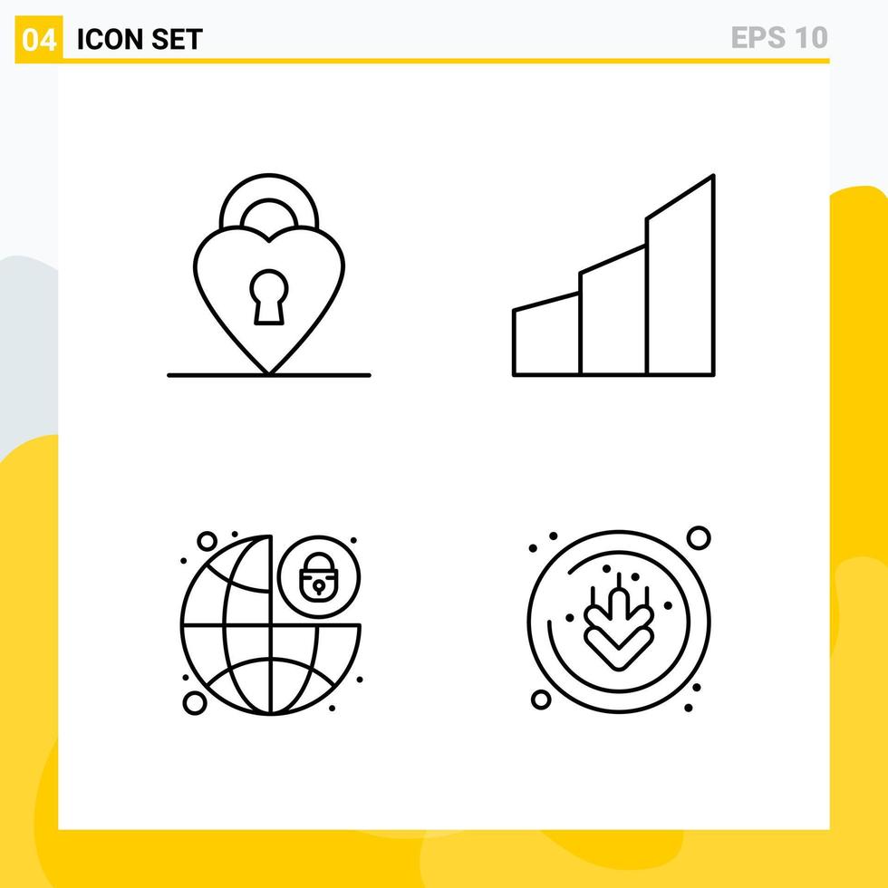 Collection of 4 Universal Line Icons Icon Set for Web and Mobile ...