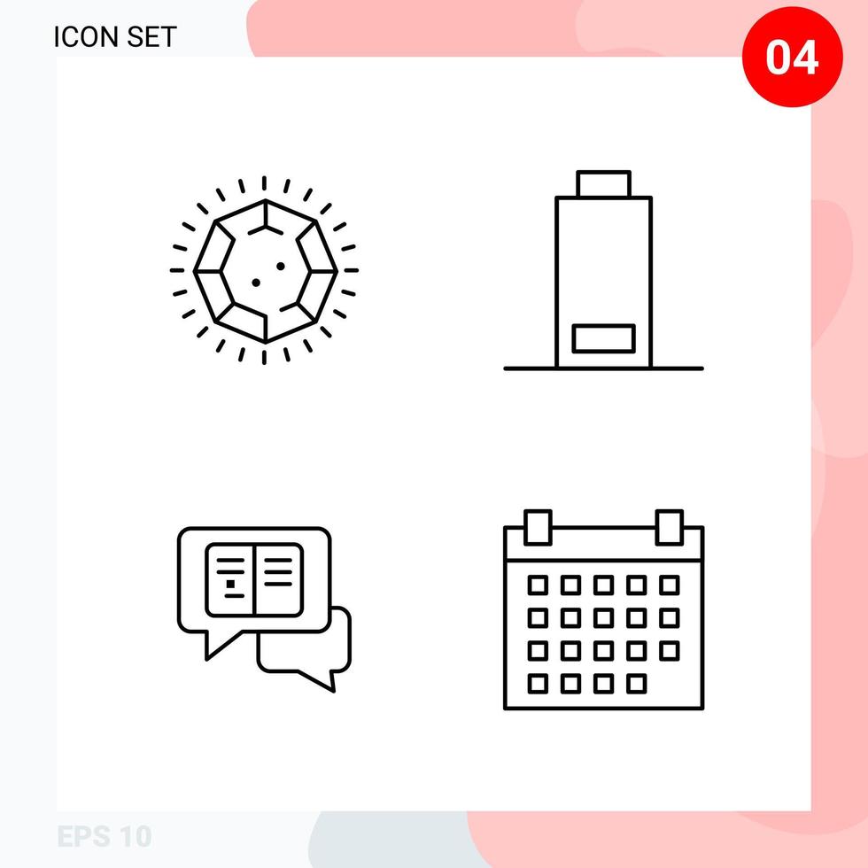 Vector Pack of 4 Icons in Line Style Creative Outline Pack isolated on ...