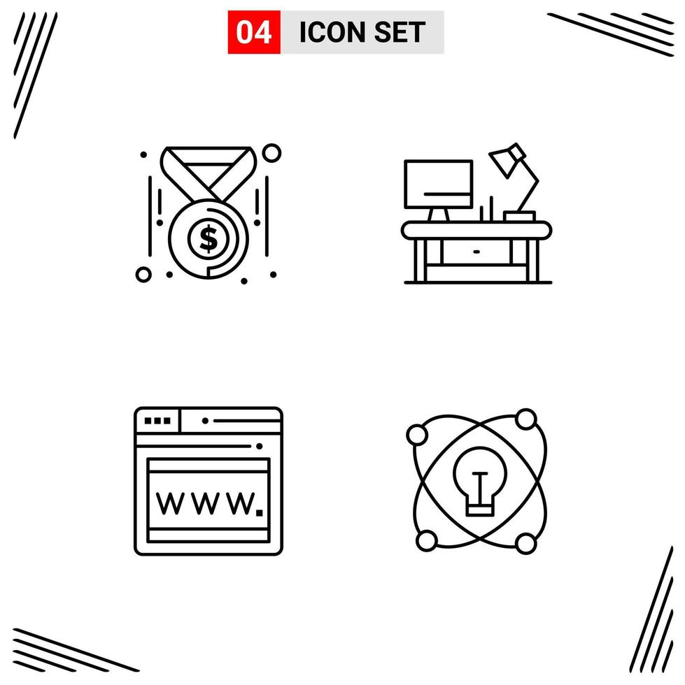4 Icons Line Style Grid Based Creative Outline Symbols for Website Design Simple Line Icon Signs ...
