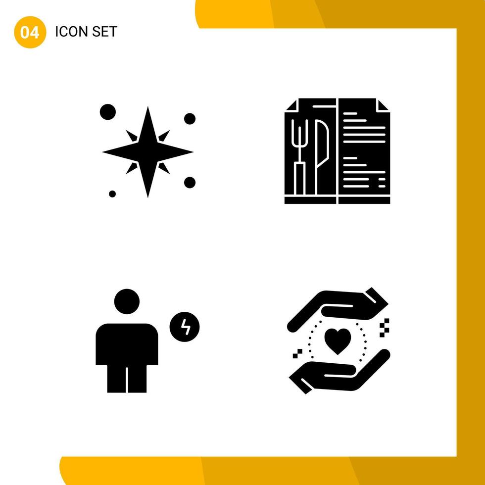 4 Icon Set Solid Style Icon Pack Glyph Symbols Isolated On White