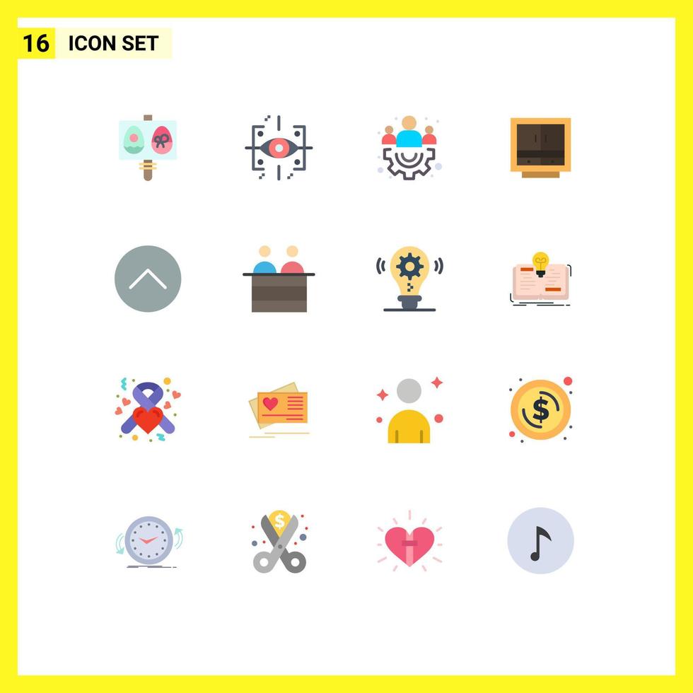 Mobile Interface Flat Color Set Of 16 Pictograms Of Storage Furniture Group Files Business