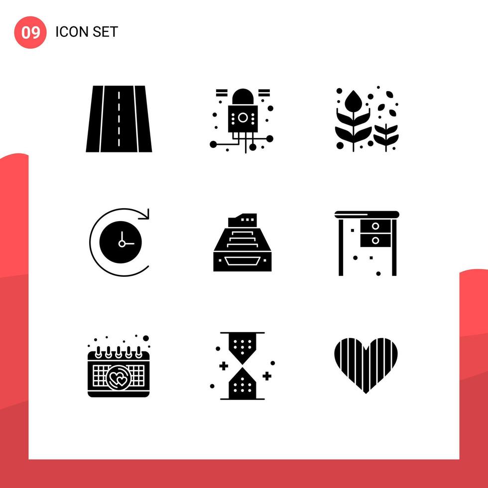 User Interface Pack of 9 Basic Solid Glyphs of data accounting blow files backup Editable Vector ...