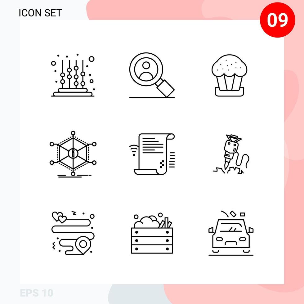 Vector Pack of 9 Icons in Line Style Creative Outline Pack isolated on ...