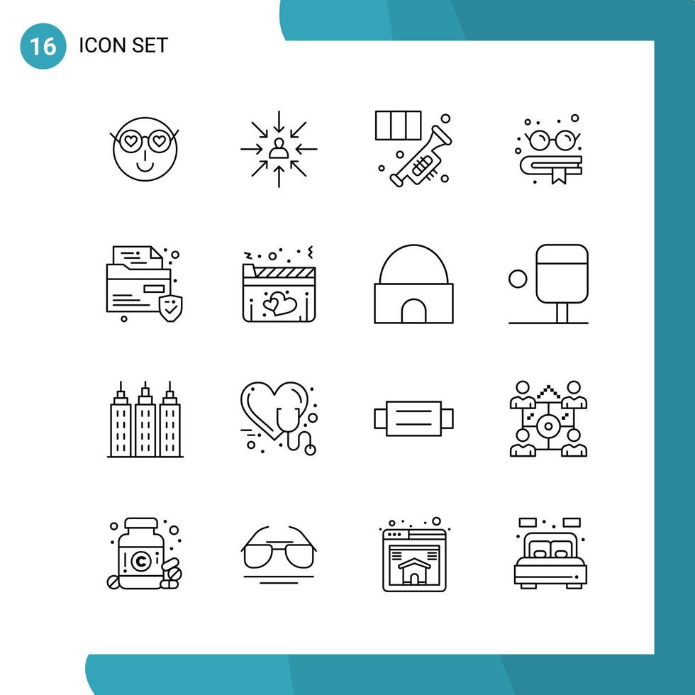 Vector Pack Of 16 Outline Symbols Line Style Icon Set On White Background For Web And Mobile