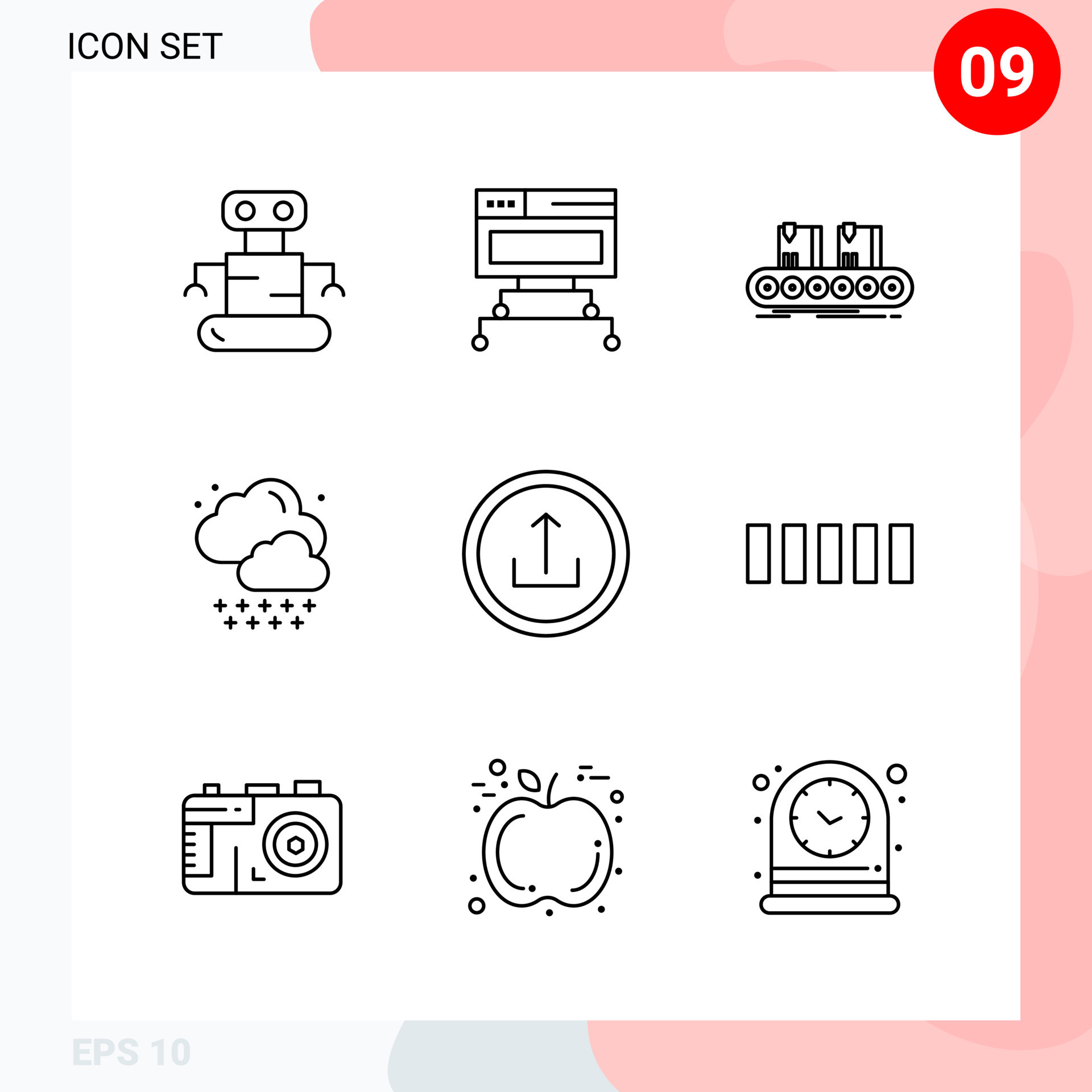 Vector Pack Of 9 Icons In Line Style Creative Outline Pack Isolated On White Background For Web