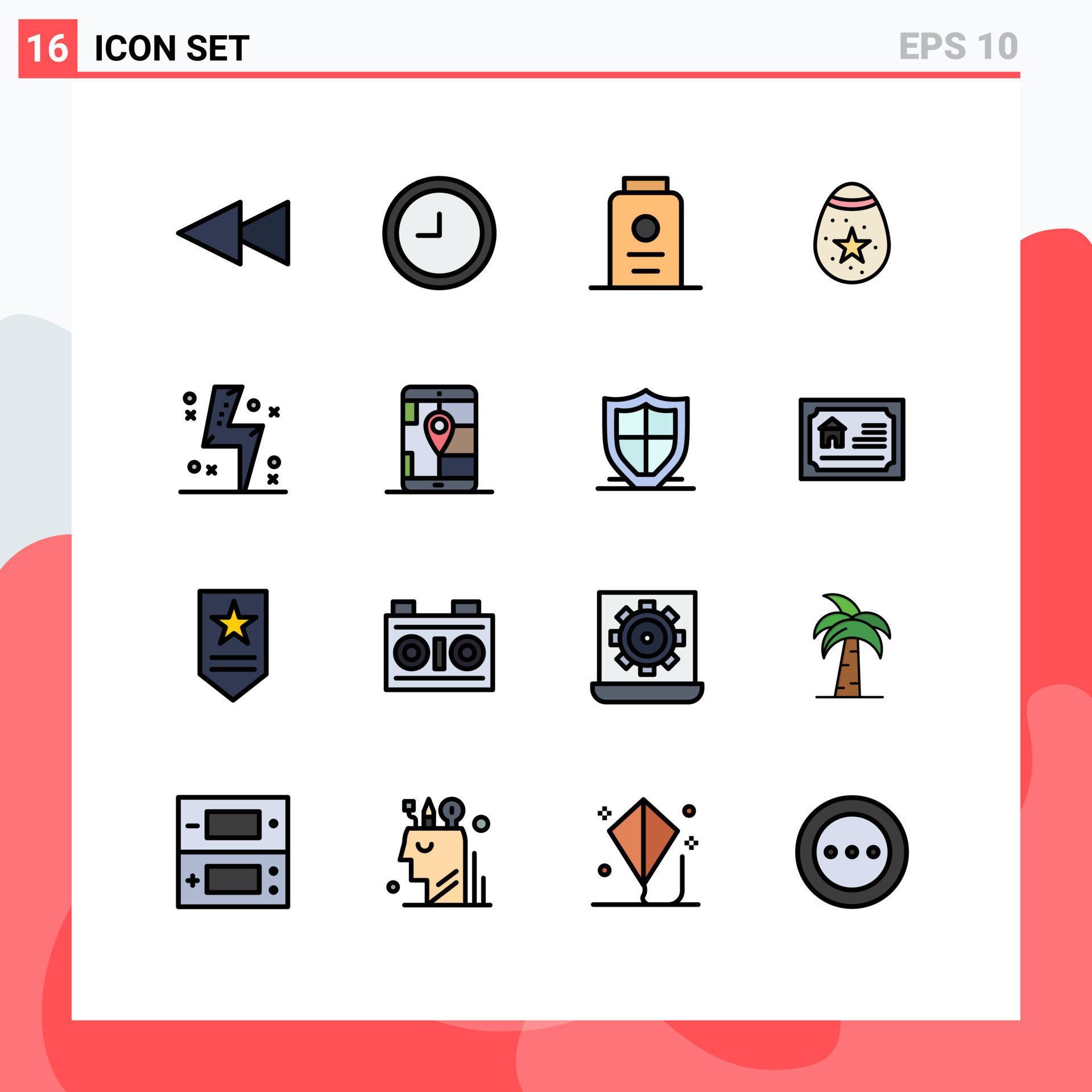 16 Universal Flat Color Filled Lines Set For Web And Mobile Applications App Energy Bird