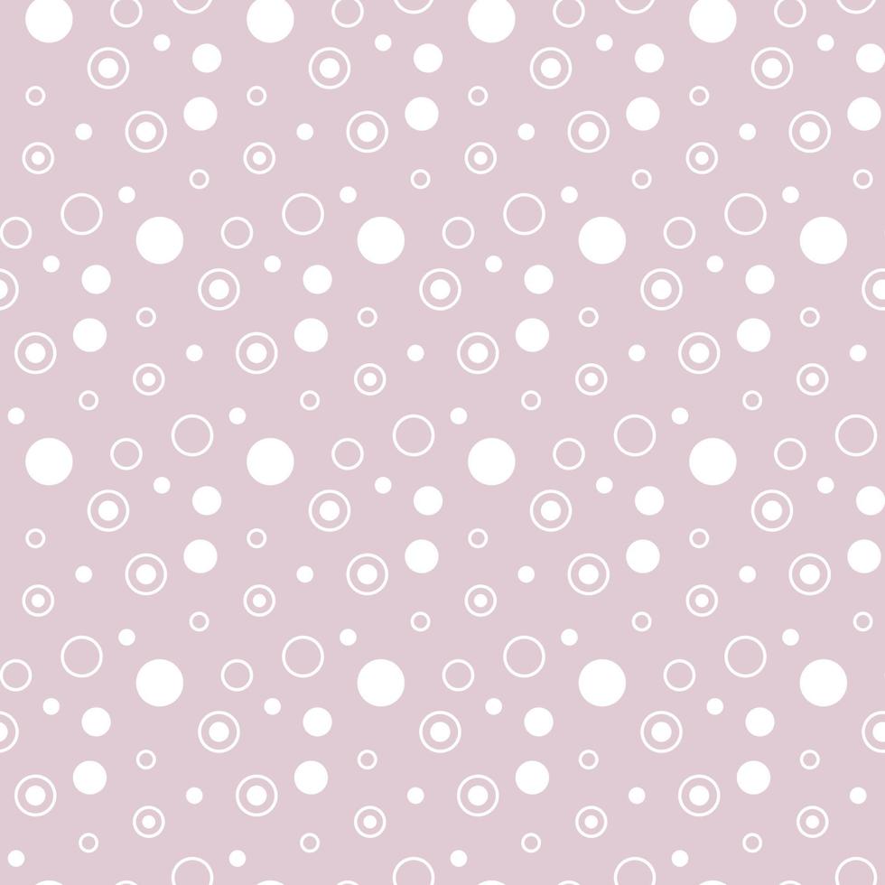 seamless pattern with white circles, rings and dots on pink. Background ...