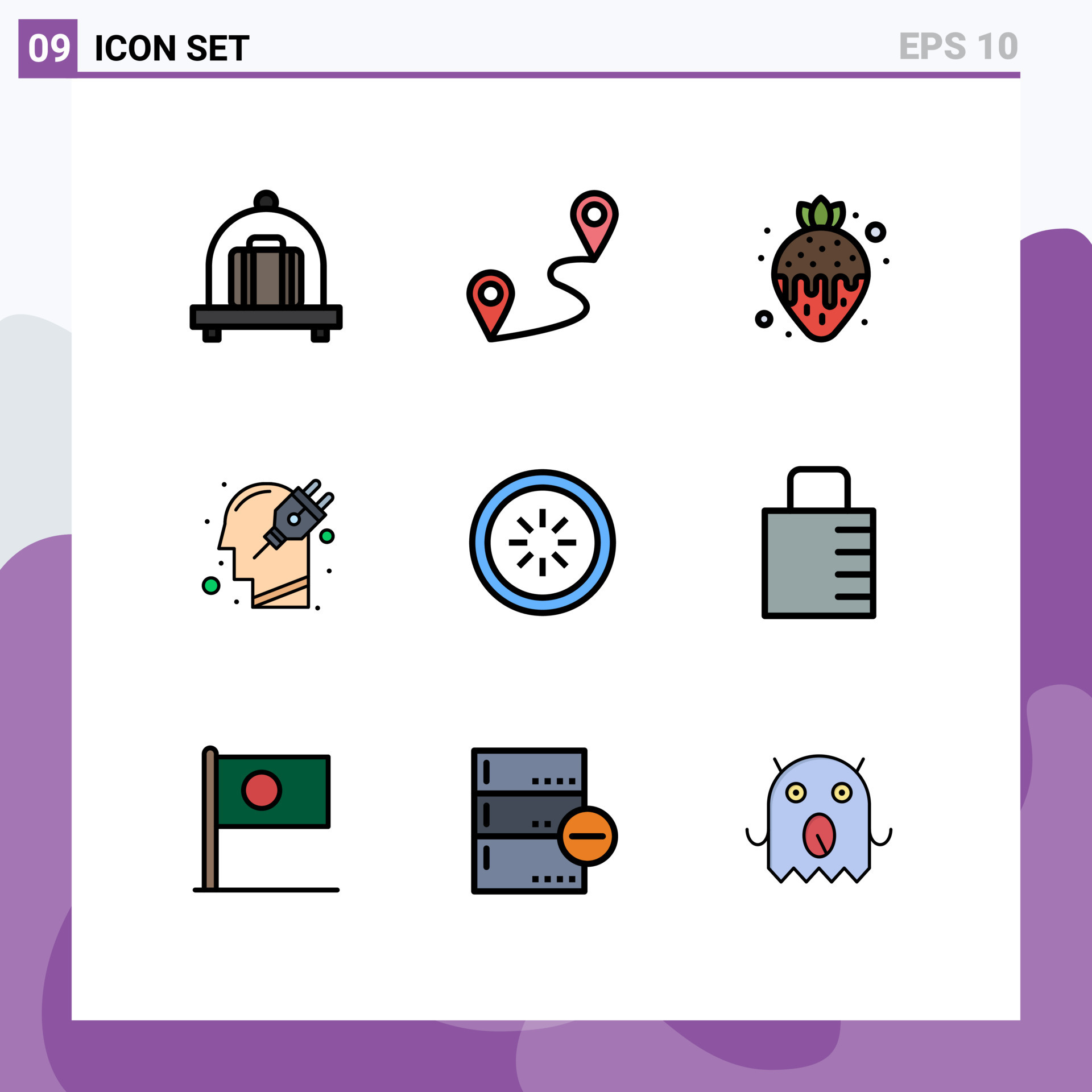 Set Of 9 Modern Ui Icons Symbols Signs For Interface Communication Strawberry Fondue Buffer Plug