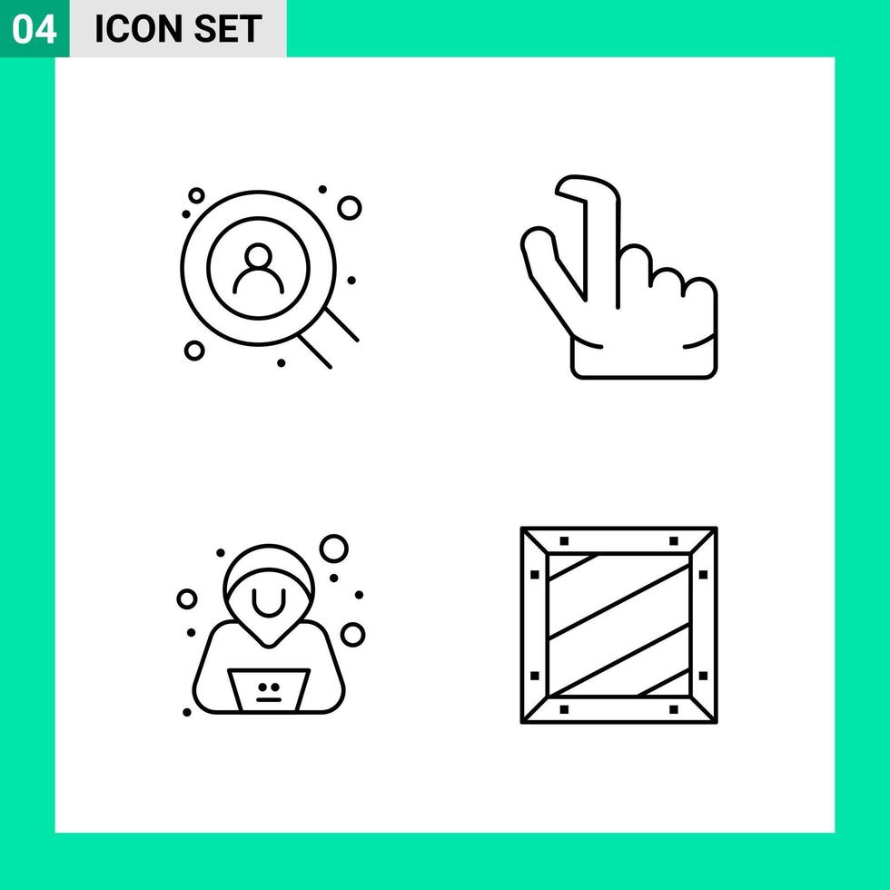 Pack Of 4 Line Style Icon Set Outline Symbols For Print Creative Signs