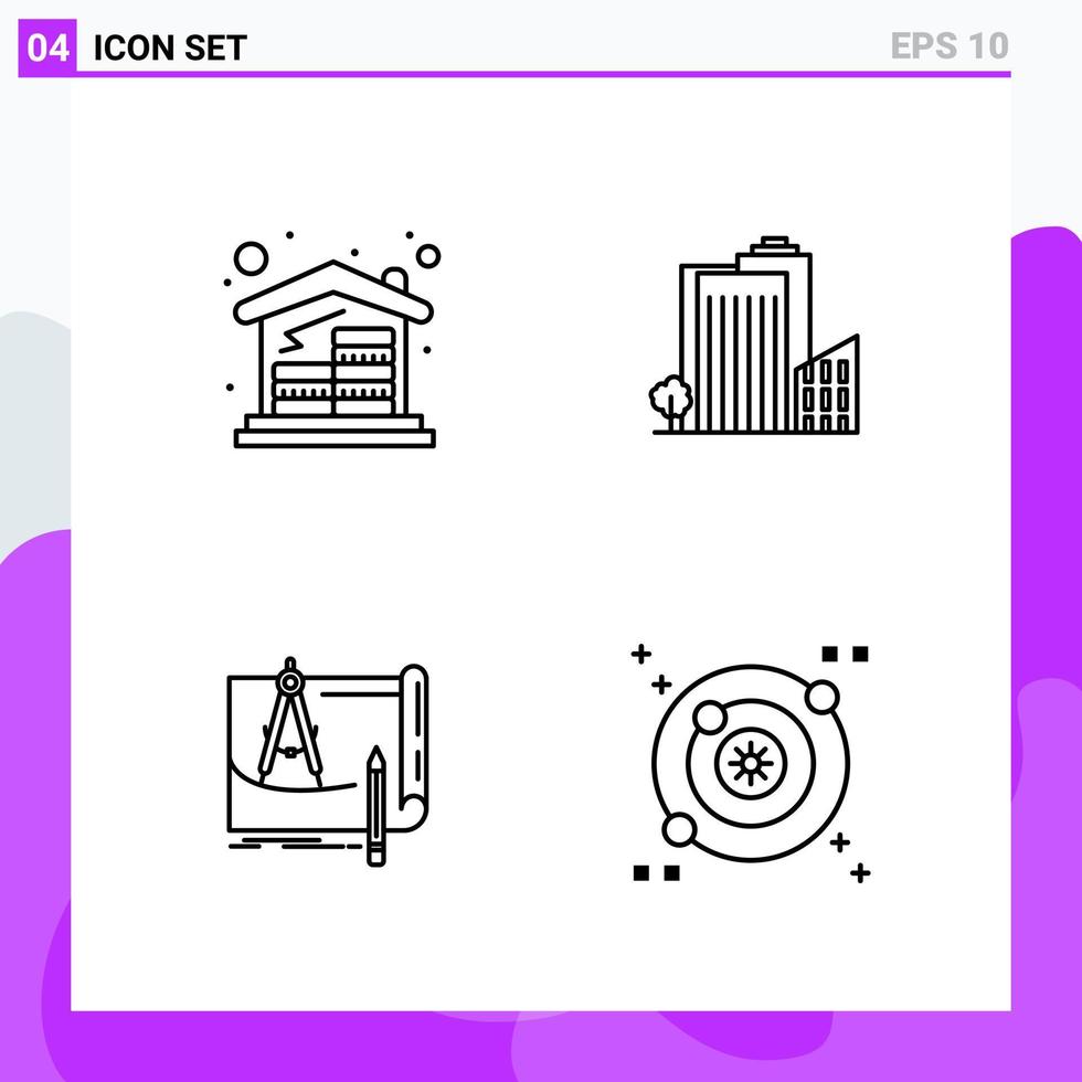 Set of 4 icons in Line style Creative Outline Symbols for Website ...