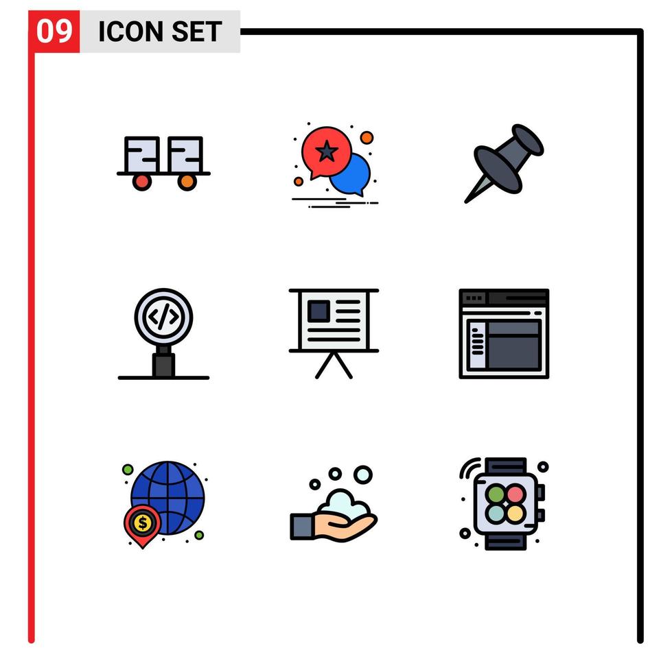 Set of 9 Modern UI Icons Symbols Signs for finance search marker ...
